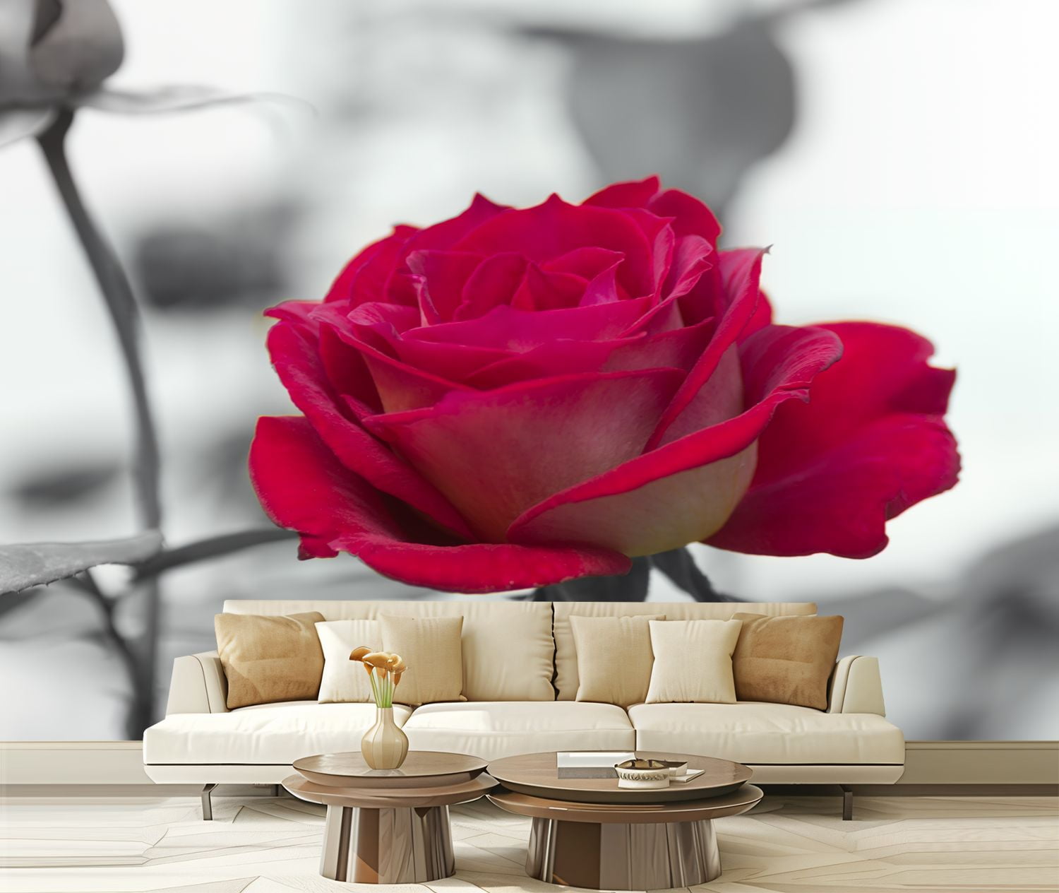 Peel and Stick Wallpaper Canvas red pink Modern Art Wall Mural Decor ...