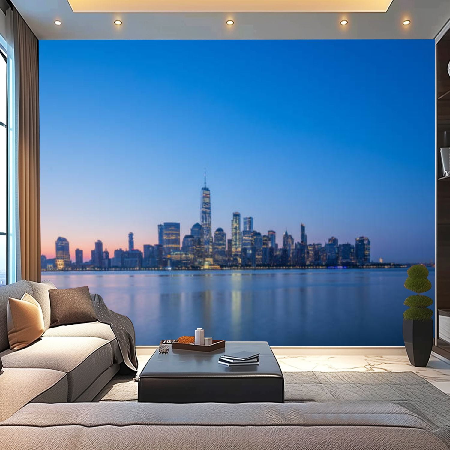 Peel and Stick Wallpaper Canvas skyline new york city night Modern Art ...