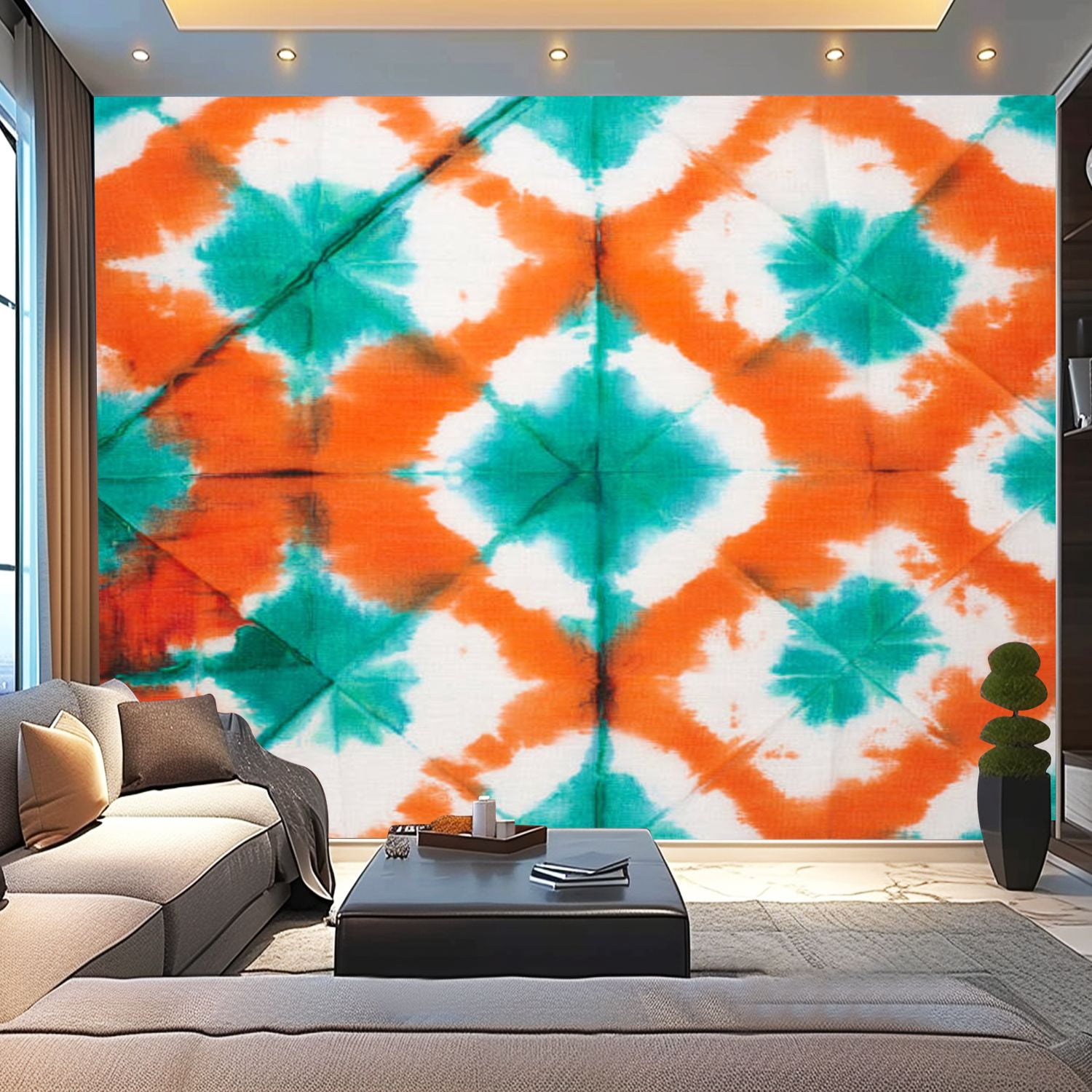 Peel and Stick Wallpaper Canvas tie dye Modern Art Wall Mural Decor ...
