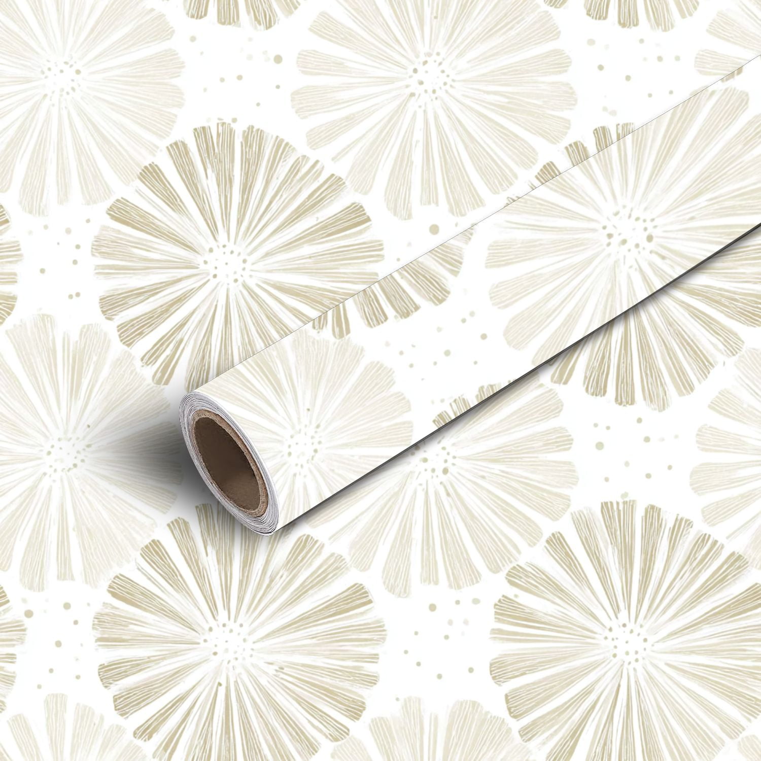 Peel and Stick Wallpaper Contact Paper Abstract Floral Burst Neutral ...