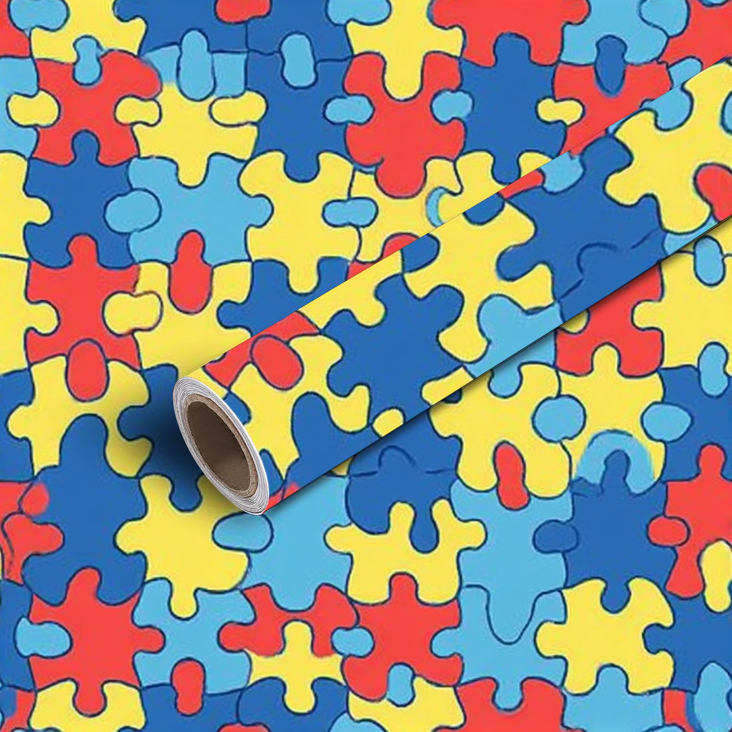 Peel and Stick Wallpaper Contact Paper Autism puzzles outline colorful ...