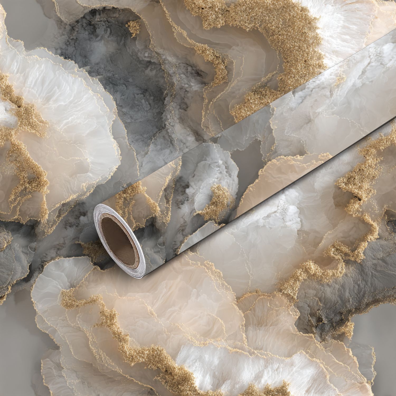 Peel and Stick Wallpaper Contact Paper Beige White Marble Soft Lines ...