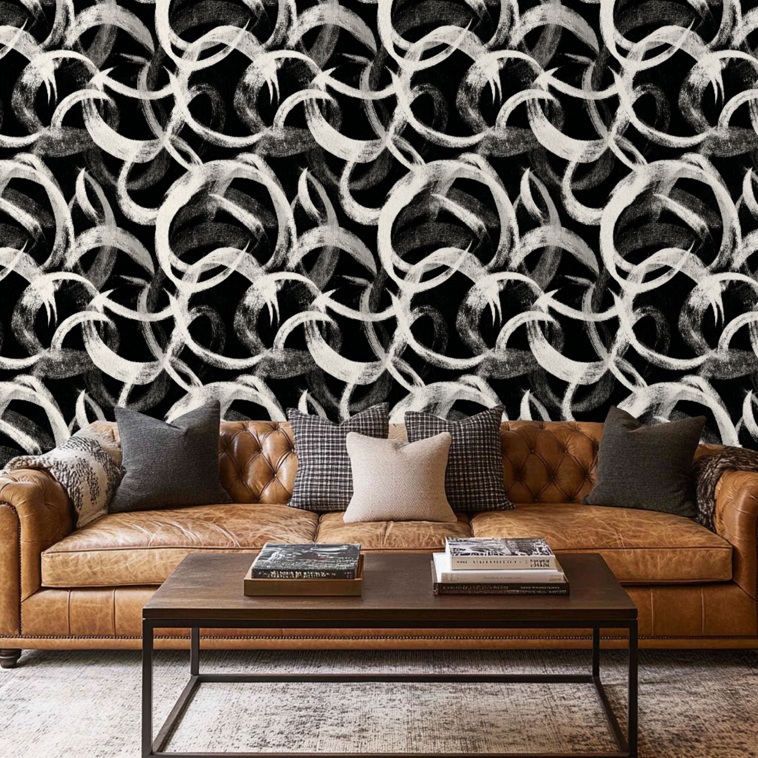 Peel and Stick Wallpaper Contact Paper Black White Abstract Modern Bent ...