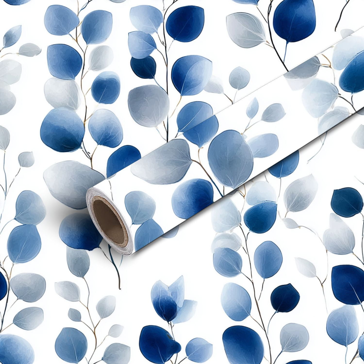 Peel and Stick Wallpaper Contact Paper Blue Botanical Leaves Watercolor ...