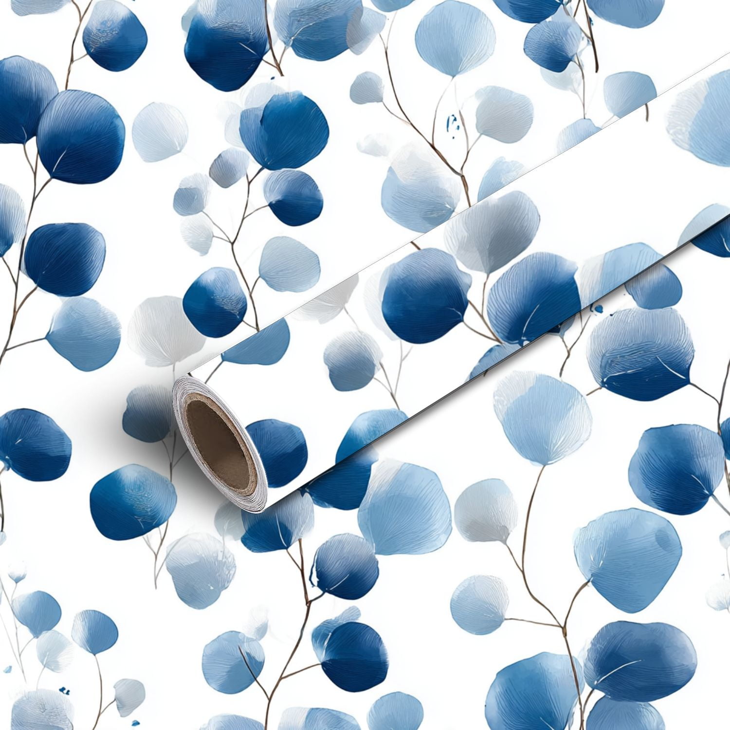 Peel and Stick Wallpaper Contact Paper Blue Eucalyptus Leaves Botanical ...