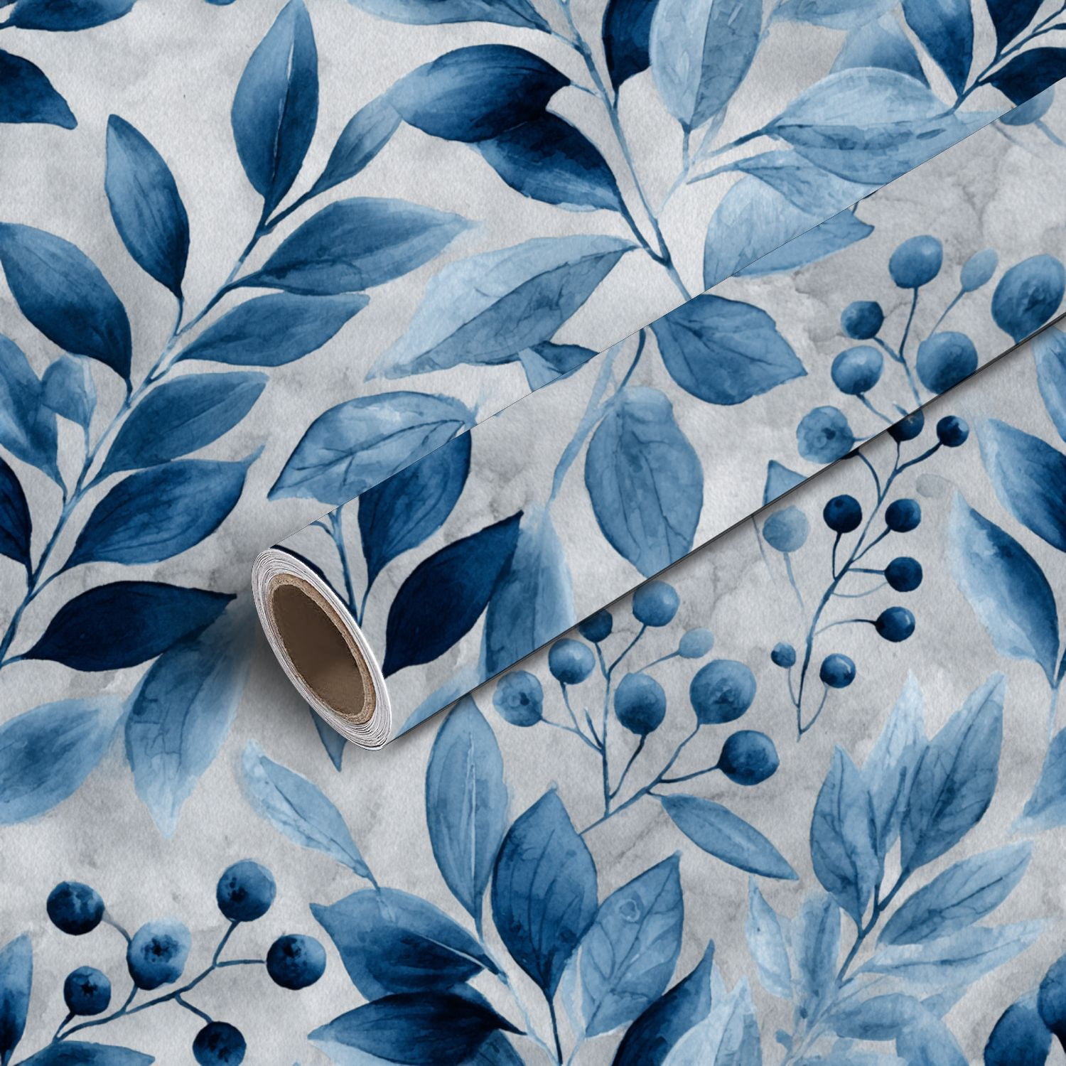 Peel and Stick Wallpaper Contact Paper Blue White Blue Floral Neutral ...