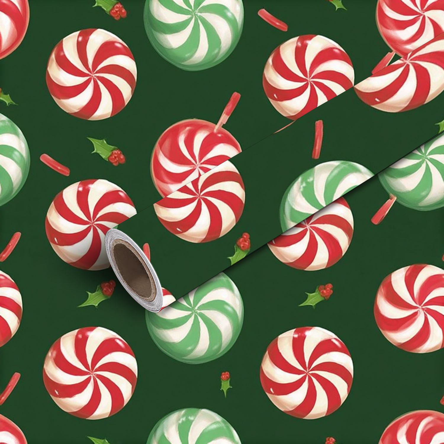 Peel and Stick Wallpaper Contact Paper Christmas candy Peppermint ...