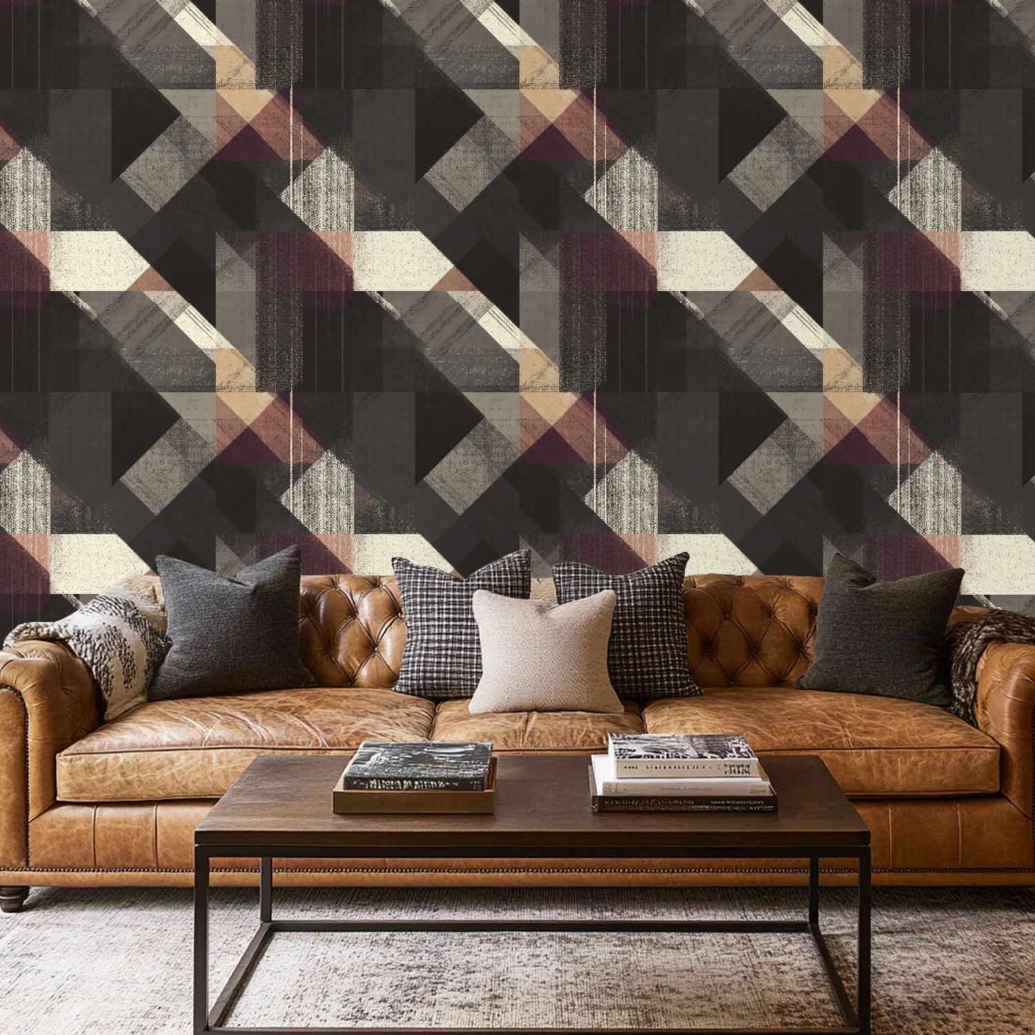 Peel and Stick Wallpaper Contact Paper Country Tartan Taupe Plaid Grid ...