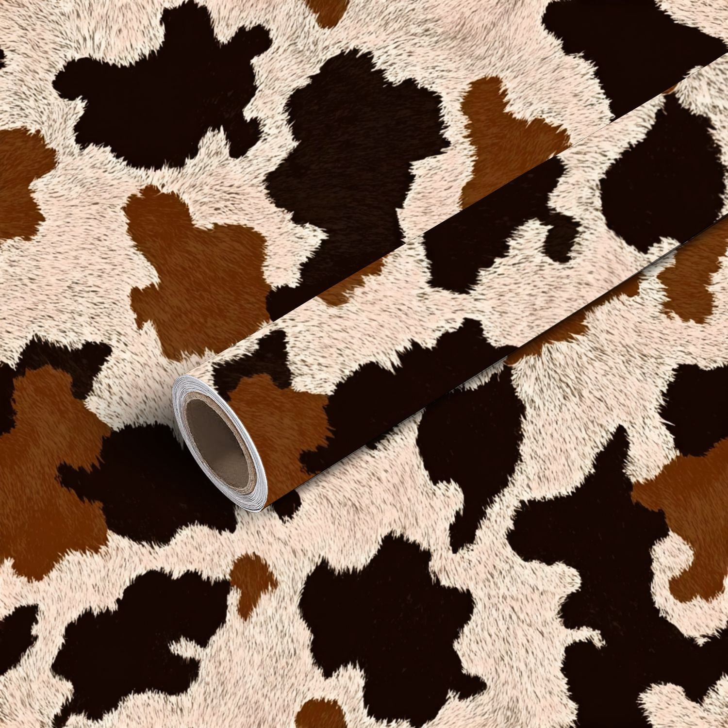 Peel and Stick Wallpaper Contact Paper Cow skin Print animal hide brown ...