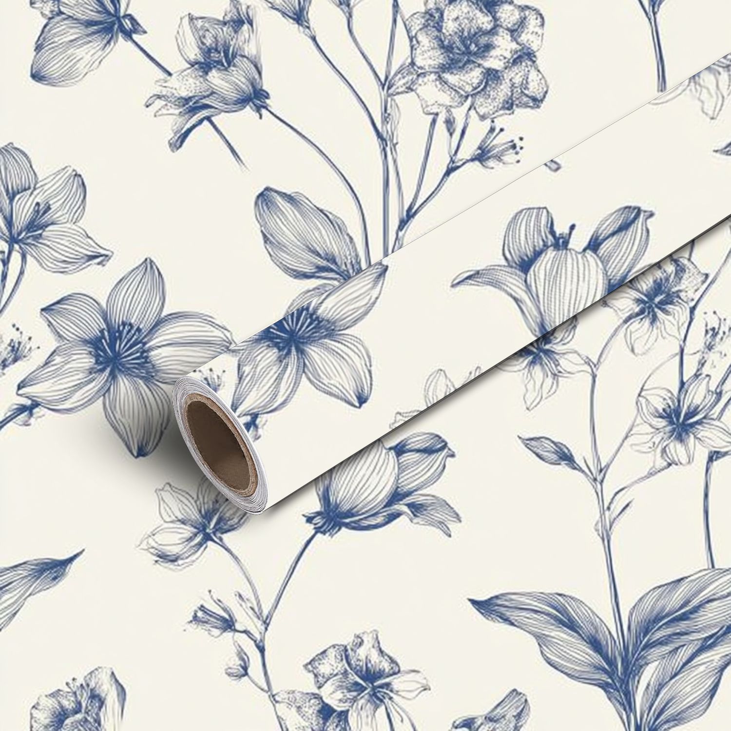 Peel and Stick Wallpaper Contact Paper Toile art Floral vintage flowers ...