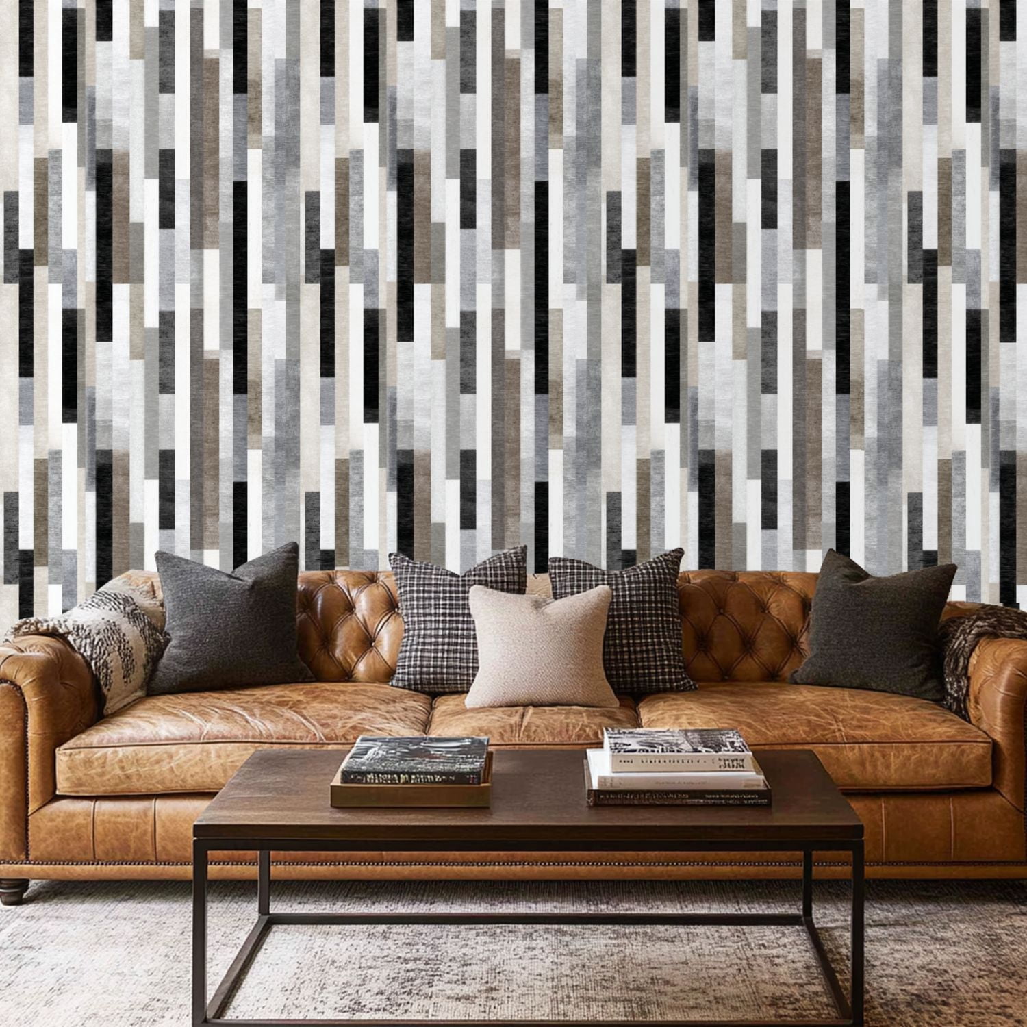 Peel and Stick Wallpaper Contact Paper Wood Slats Charcoal Grey ...