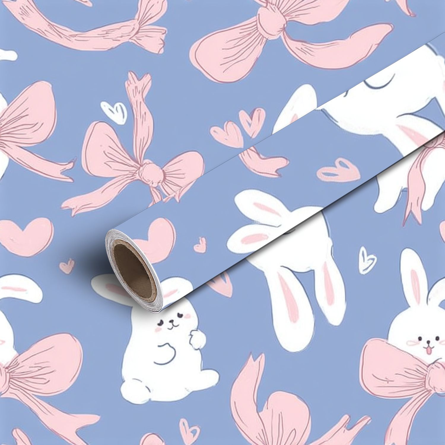 Peel and Stick Wallpaper Contact Paper preppy festive white bunny pink ...