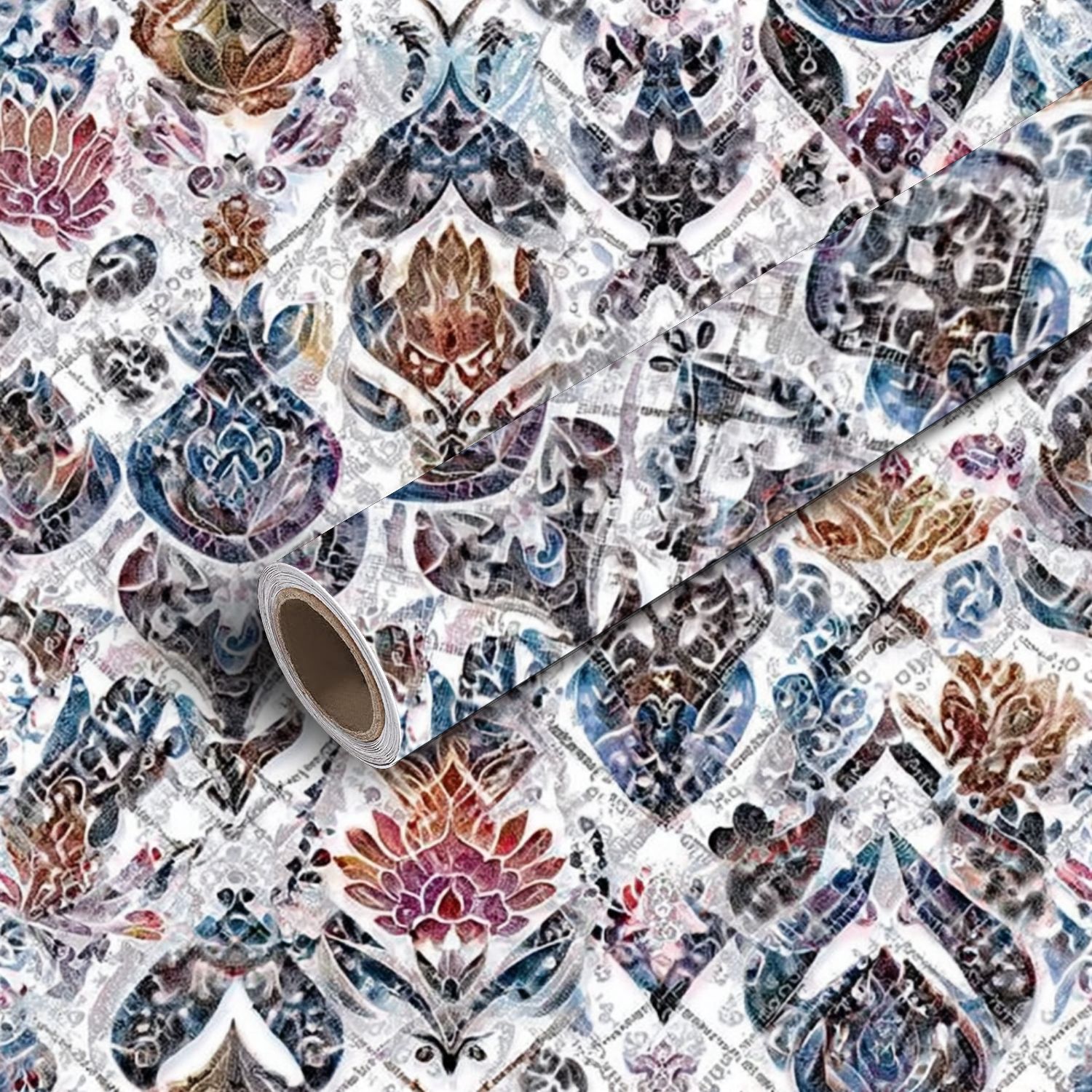 Peel and Stick Wallpaper Contact Paper watercolor paisley white Self ...