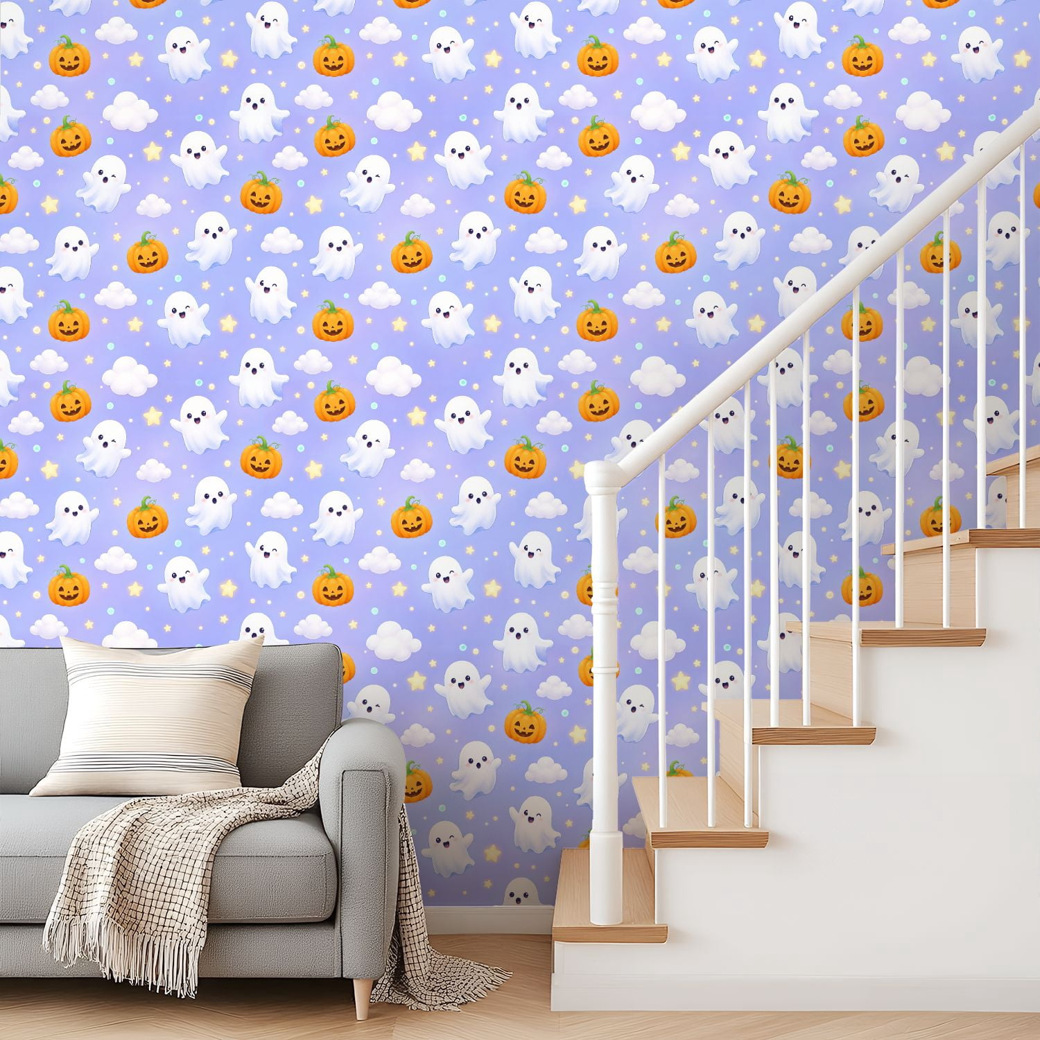Peel and Stick Wallpaper Cute Halloween Ghosts Vinyl Self Adhesive ...