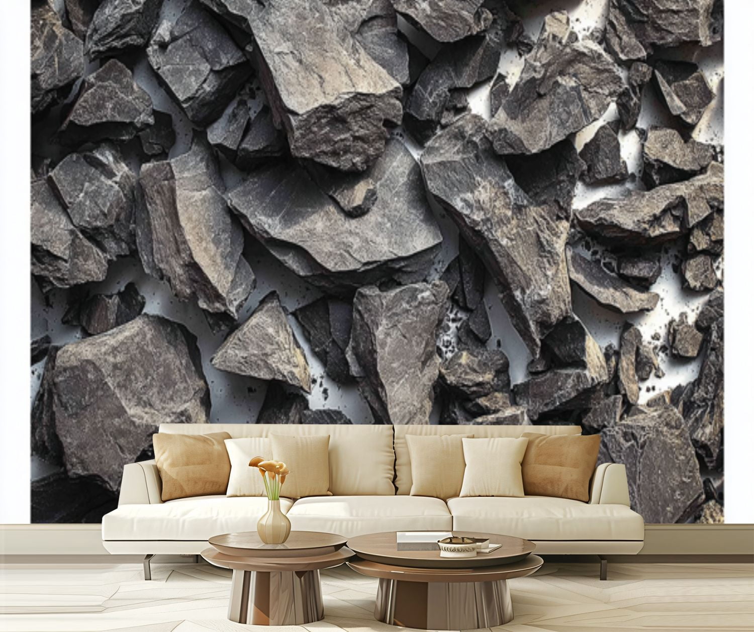 Peel and Stick Wallpaper Dark Cracked Rock Texture Sharp Stone ...
