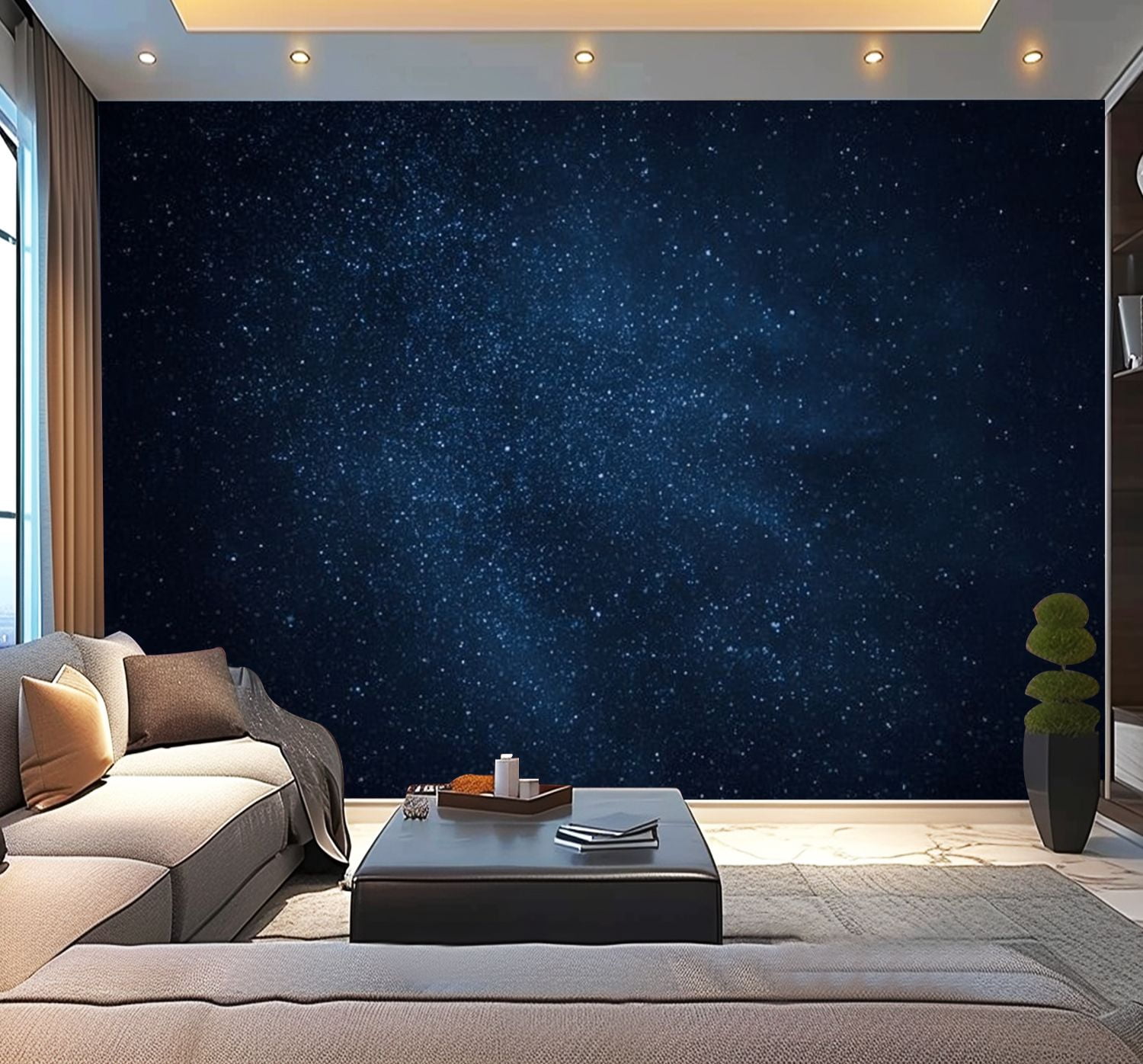 Peel and Stick Wallpaper Dark blue sky stars Modern Art Wall Mural ...