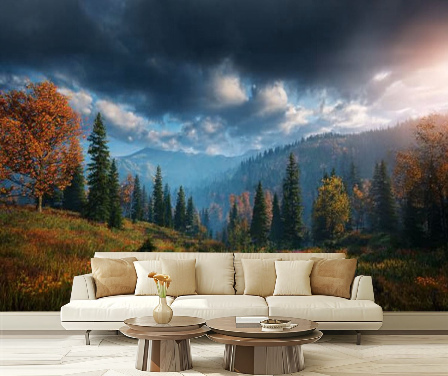 Peel and Stick Wallpaper Dramatic Autumn Landscape Modern Art Wall ...