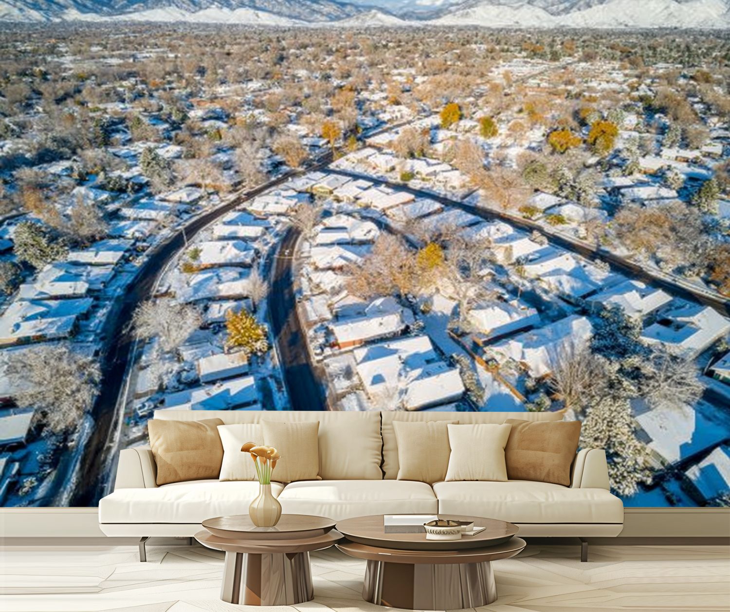 Peel and Stick Wallpaper Fort Collins cityscape snow Modern Art Wall ...
