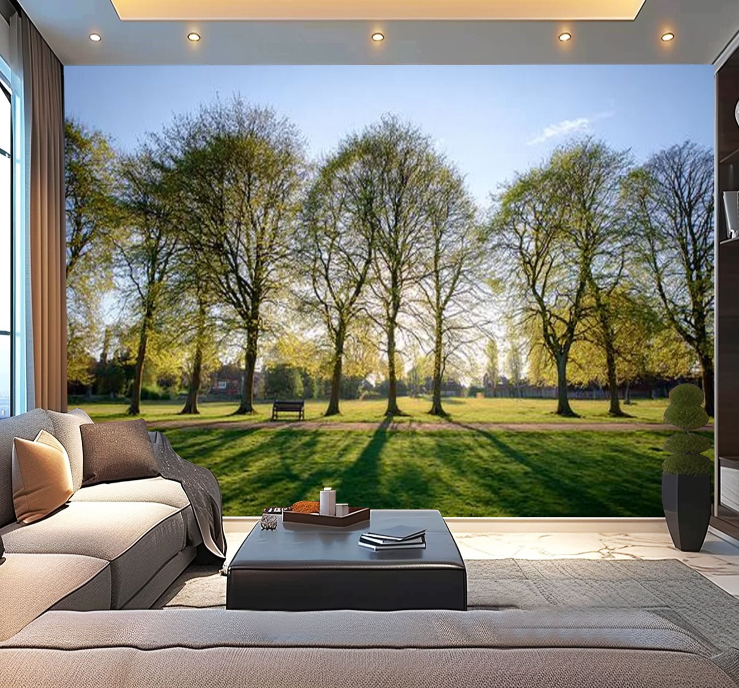 Peel and Stick Wallpaper Green Park fresh sunrise morning Modern Art ...