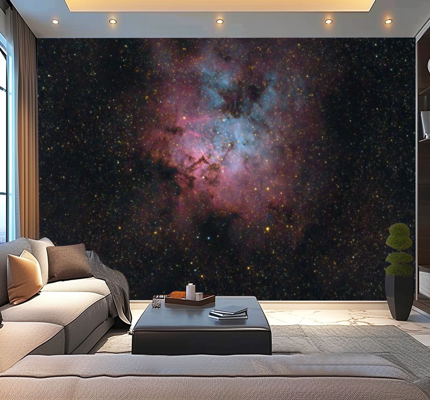 Peel and Stick Wallpaper Lagoon Nebula Messier NGC 6523 Modern Art Wall ...