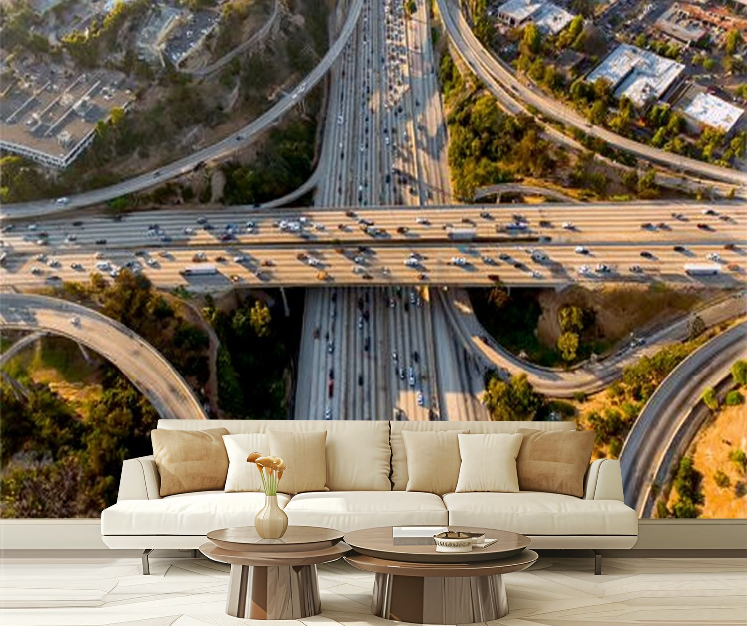 Peel and Stick Wallpaper Los Angeles Four Level Freeway Modern Art Wall ...