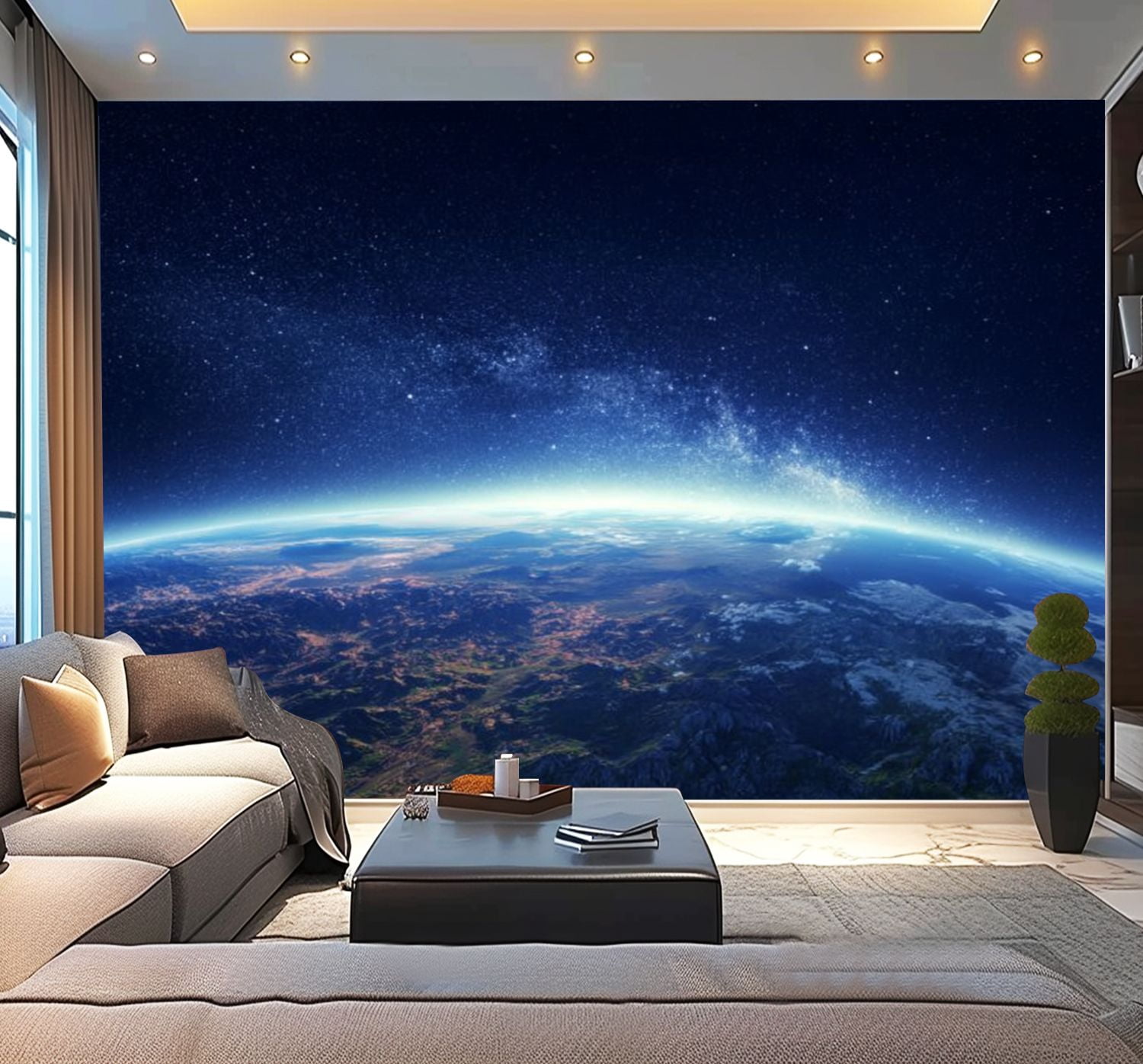 Peel and Stick Wallpaper Planet earth high orbit view Modern Art Wall ...