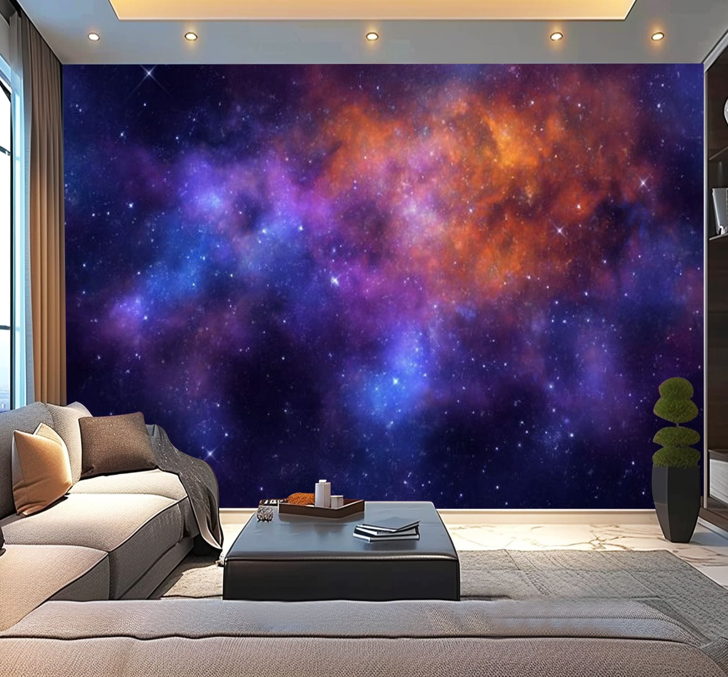 Peel and Stick Wallpaper Red galaxy Modern Art Wall Mural Decor Self ...