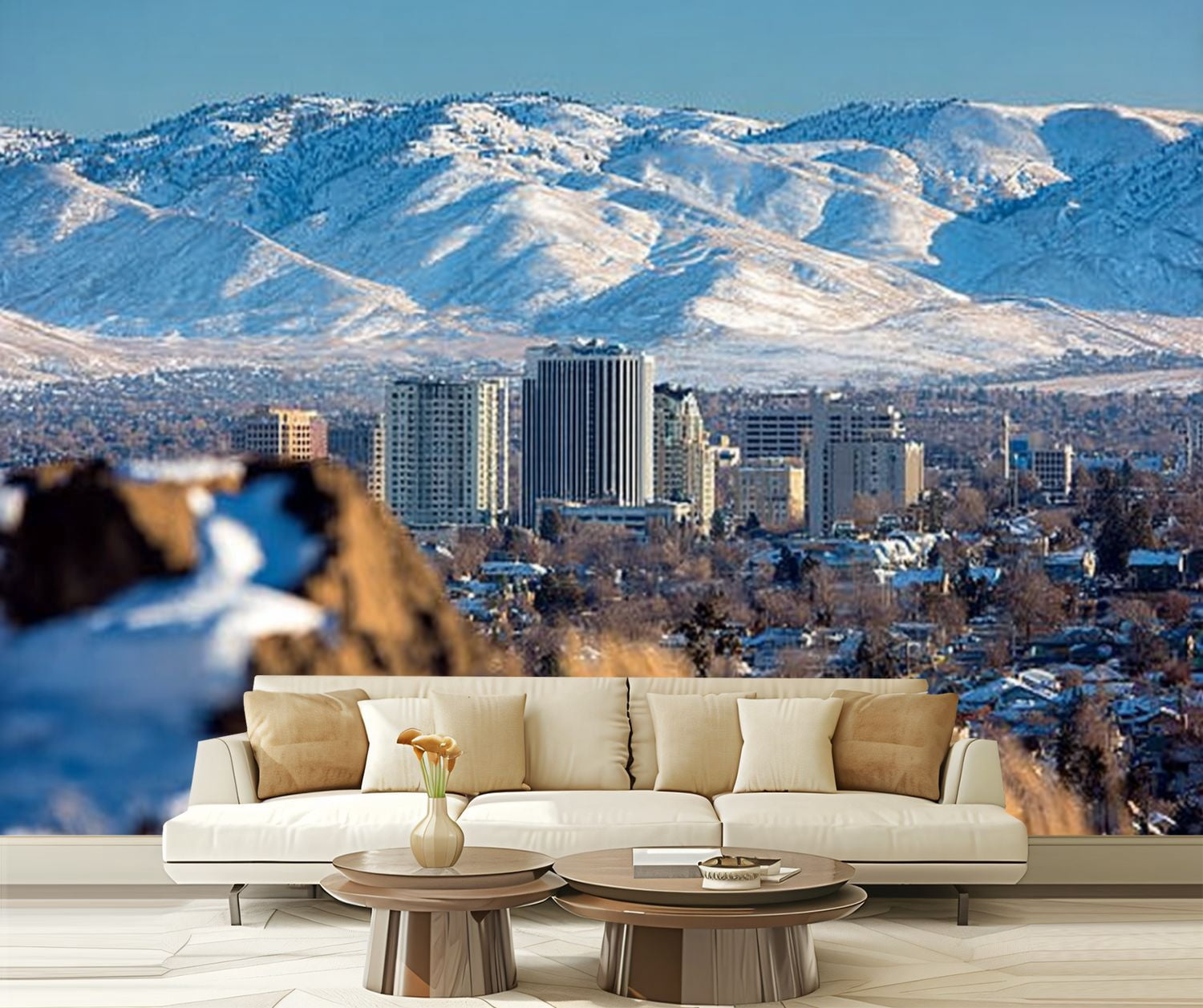 Peel and Stick Wallpaper Reno Nevada hidden behind some snow rocks ...