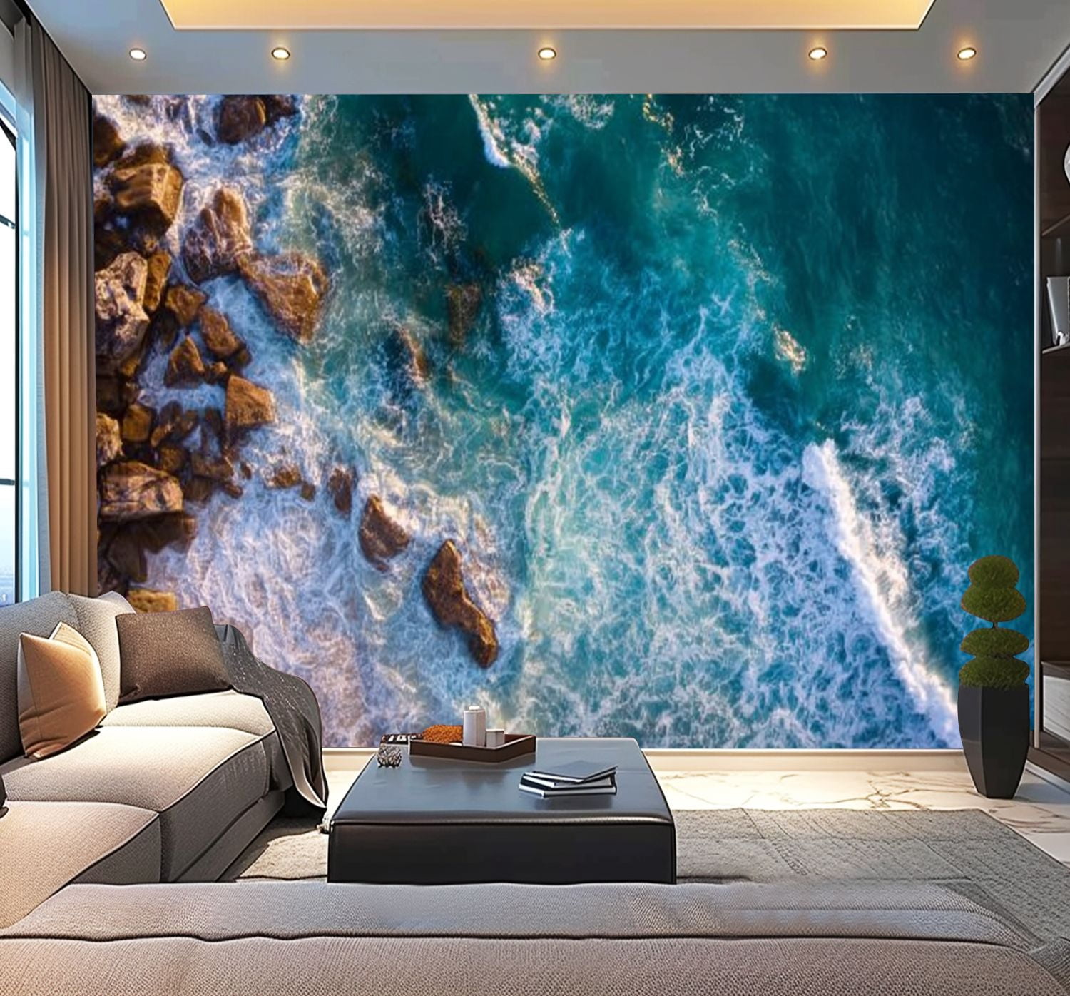 Peel and Stick Wallpaper Rock Water Modern Art Wall Mural Decor Self ...
