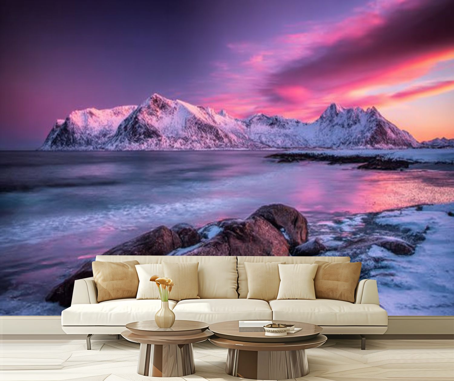 Peel and Stick Wallpaper Steinfjord winter view sunset Senja Norway ...