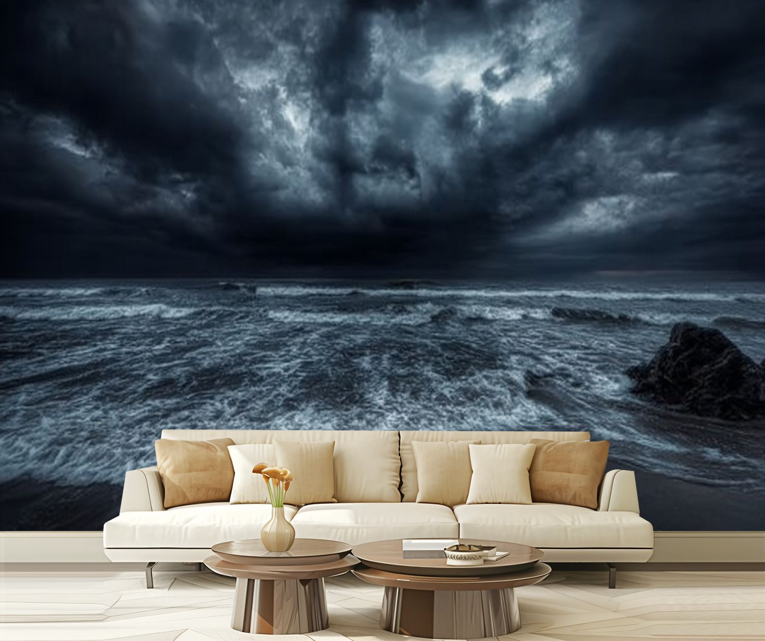 Peel and Stick Wallpaper Stormy sea Modern Art Wall Mural Decor Self ...