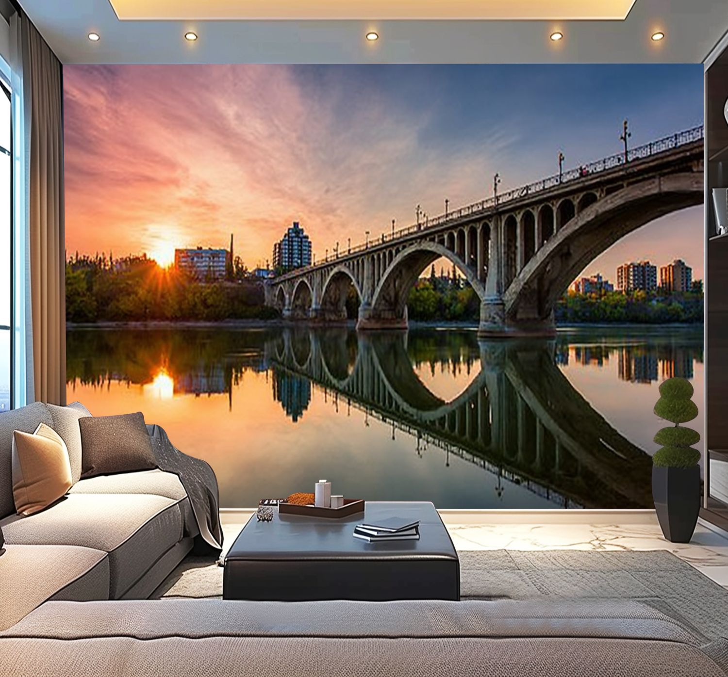 Peel and Stick Wallpaper Sunset City Saskatoon Modern Art Wall Mural ...