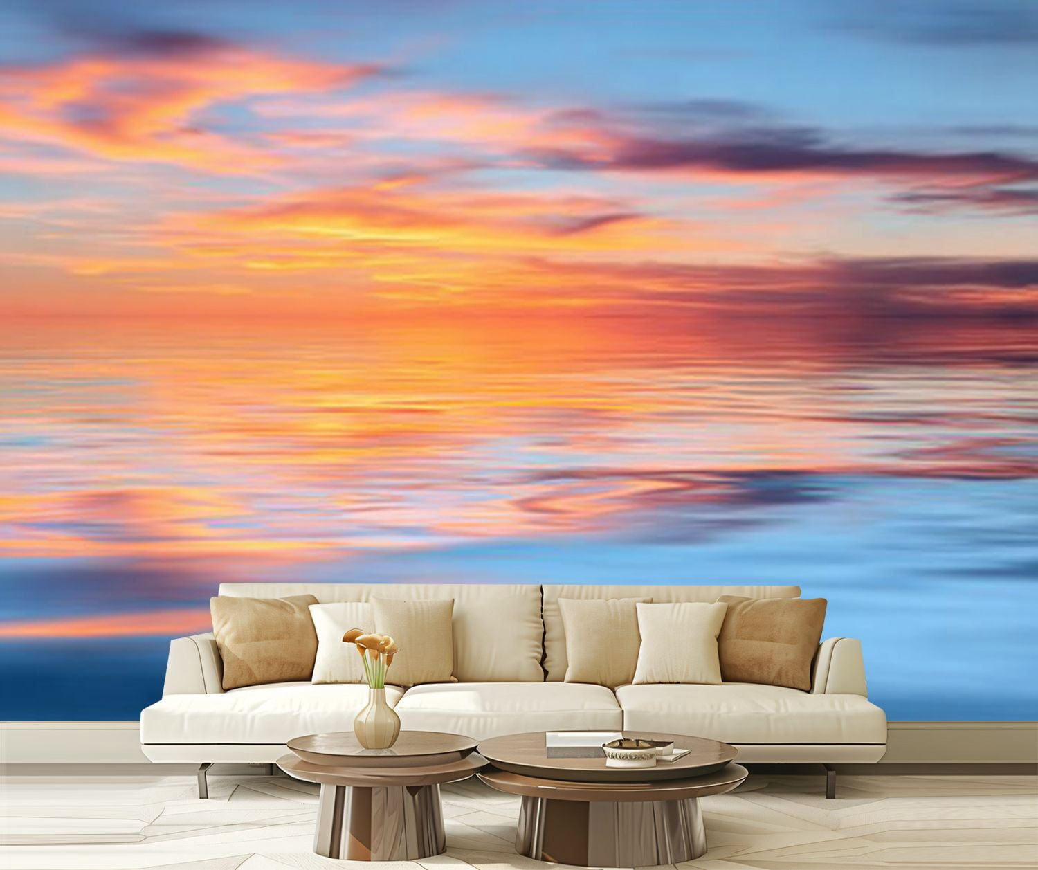 Peel and Stick Wallpaper Sunset sky reflected water Modern Art Wall ...