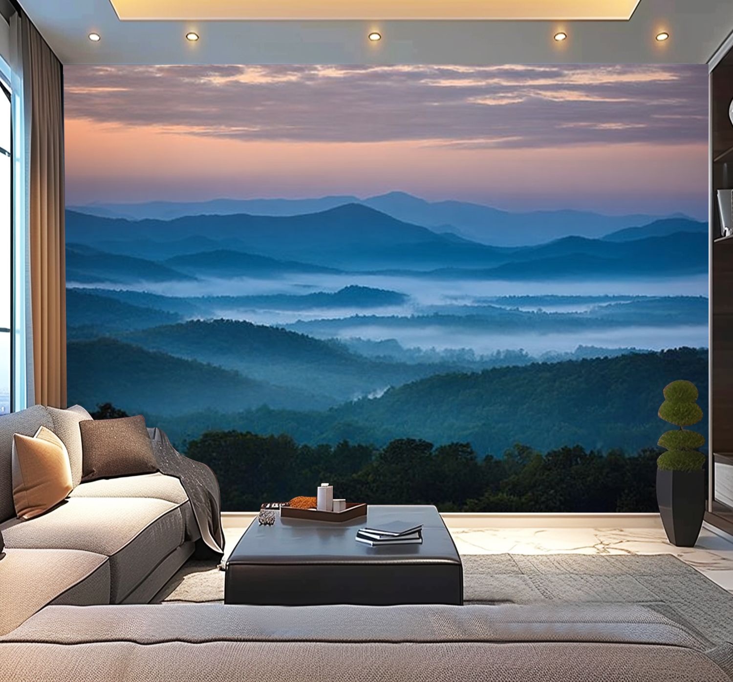 Peel and Stick Wallpaper Waterproof Blue Morning Wall Mural Decor Self ...