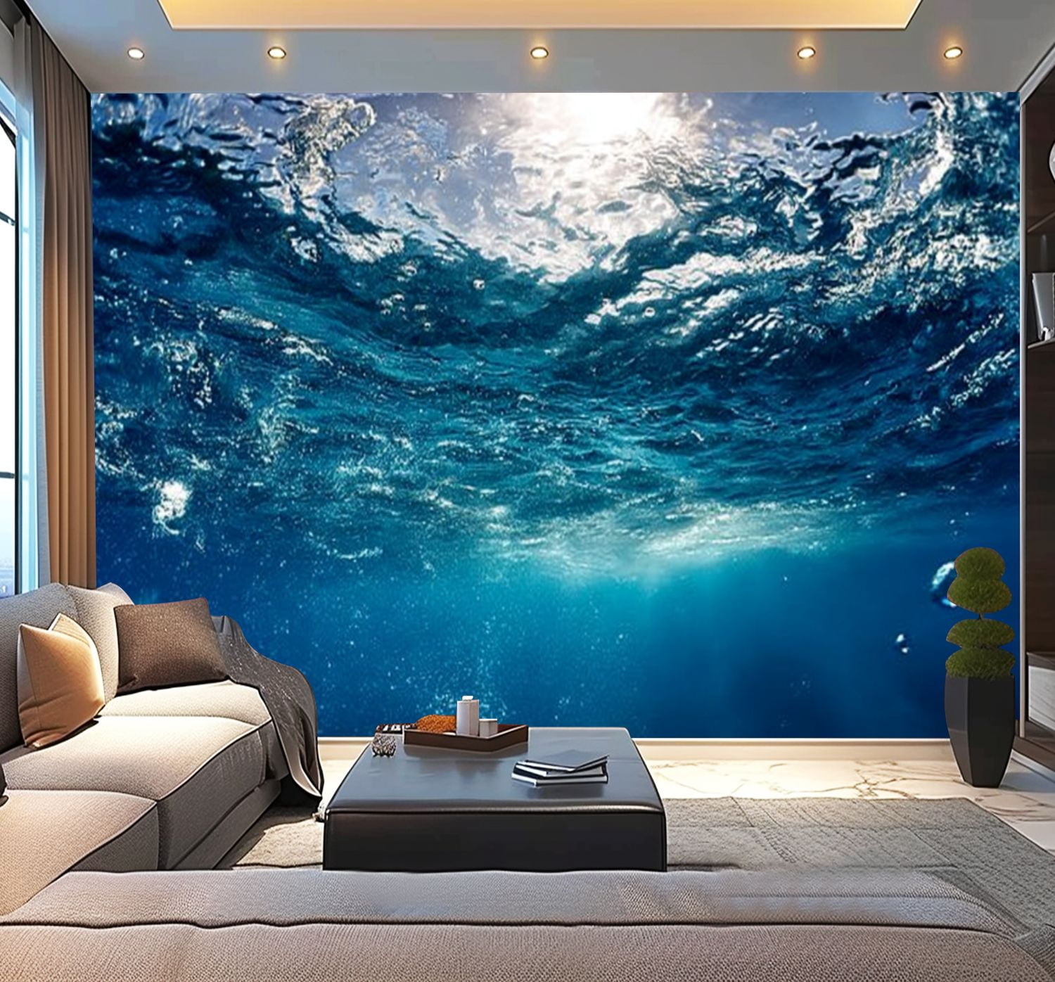 Peel and Stick Wallpaper Waterproof Blue Sea Wall Mural Decor Self ...