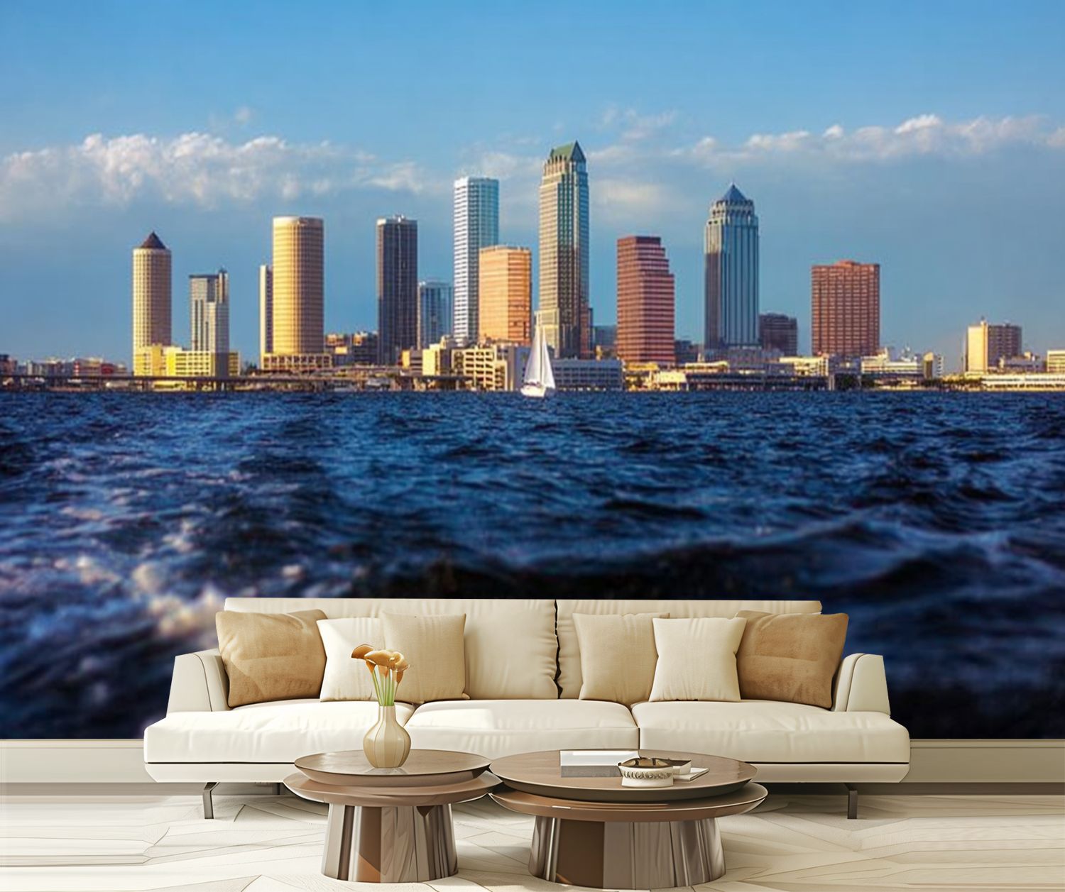 Peel and Stick Wallpaper Waterproof City Tampa boat ocean Wall Mural ...