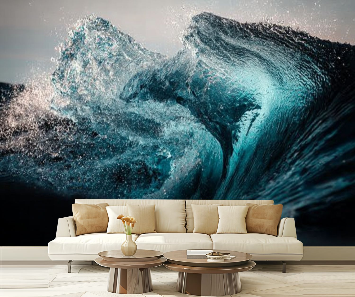 Peel and Stick Wallpaper Waterproof Extreme close up thrashing emerald ...