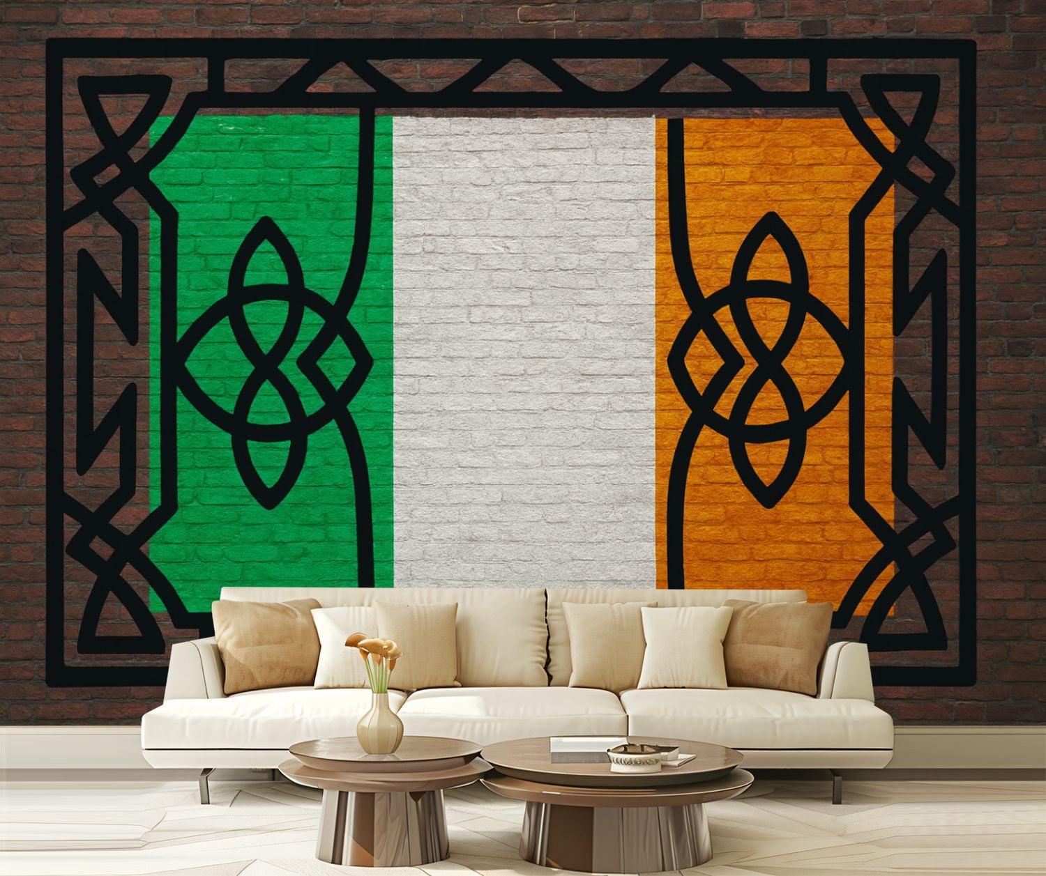 Peel and Stick Wallpaper Waterproof Flag Ireland painted brick wall ...