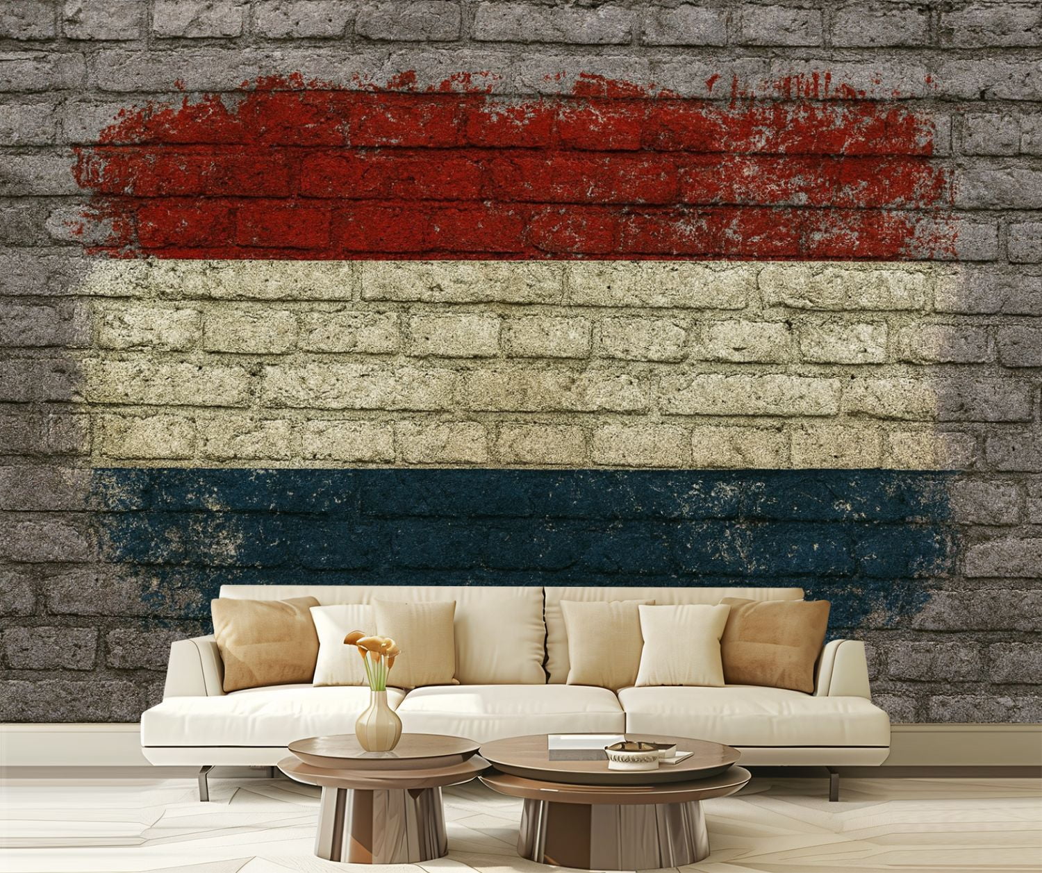 Peel and Stick Wallpaper Waterproof Flag Netherlands painted brick wall ...