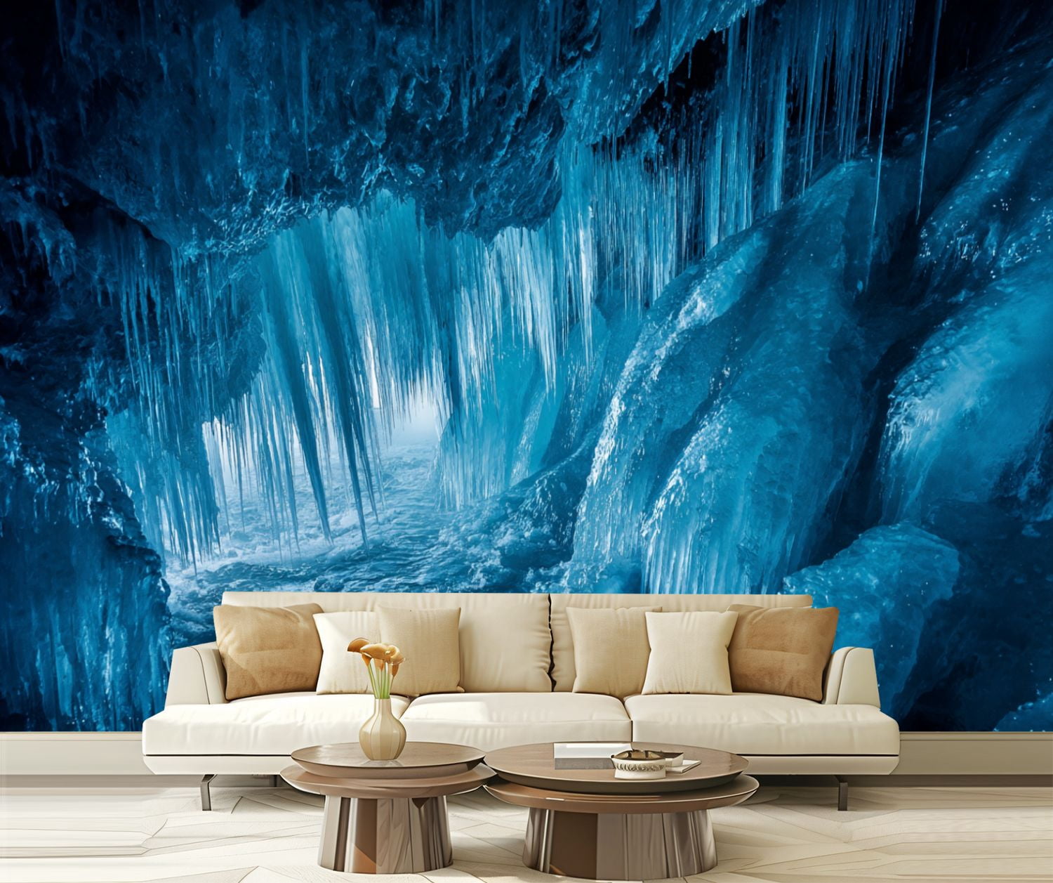 Peel and Stick Wallpaper Waterproof Inside blue ice cave Lake Baikal ...