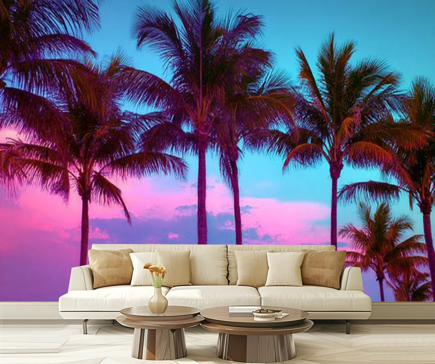 Peel and Stick Wallpaper Waterproof Miami Beach South Beach sunset palm ...