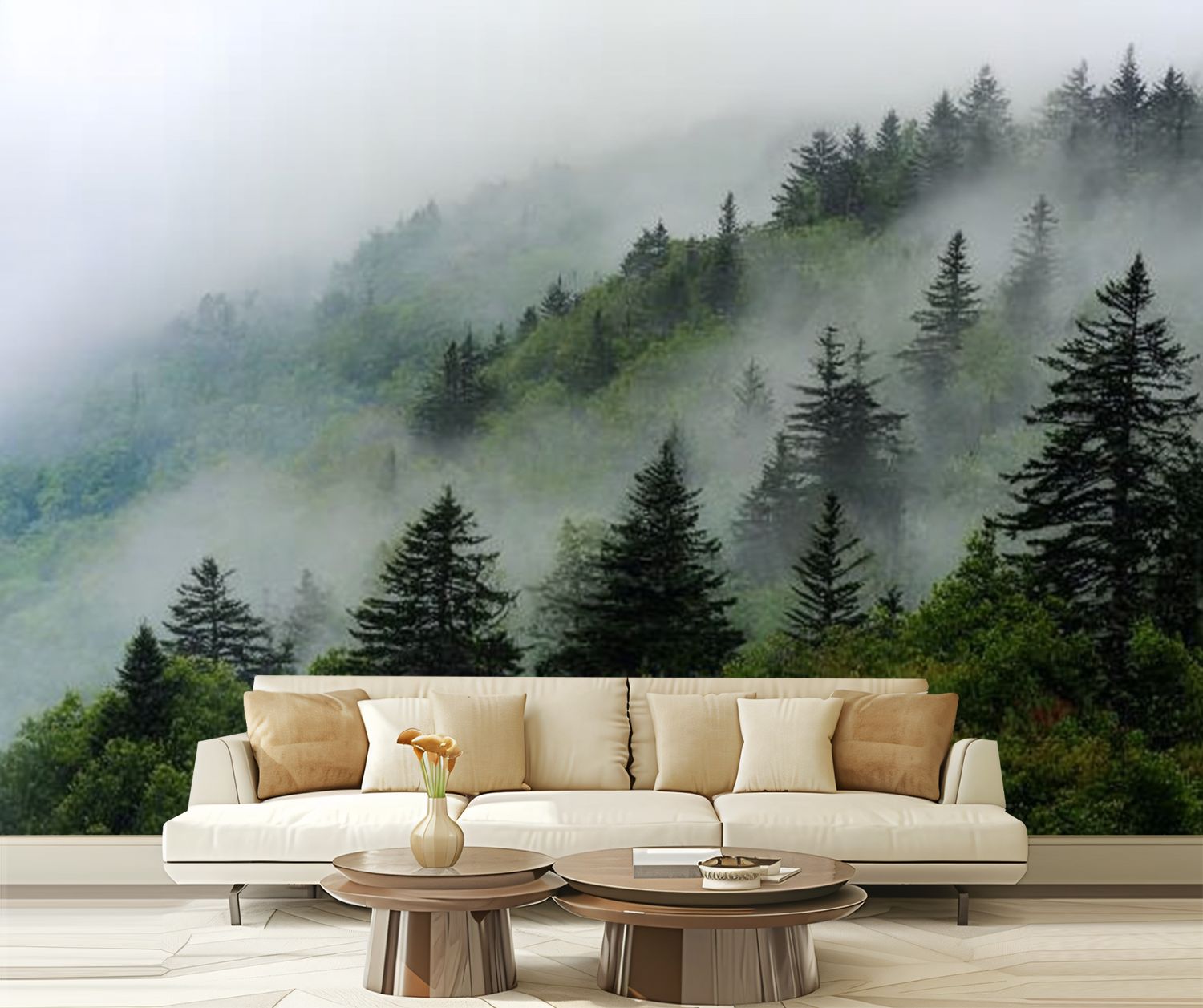 Peel and Stick Wallpaper Waterproof Misty Forest Wall Mural Decor Self ...