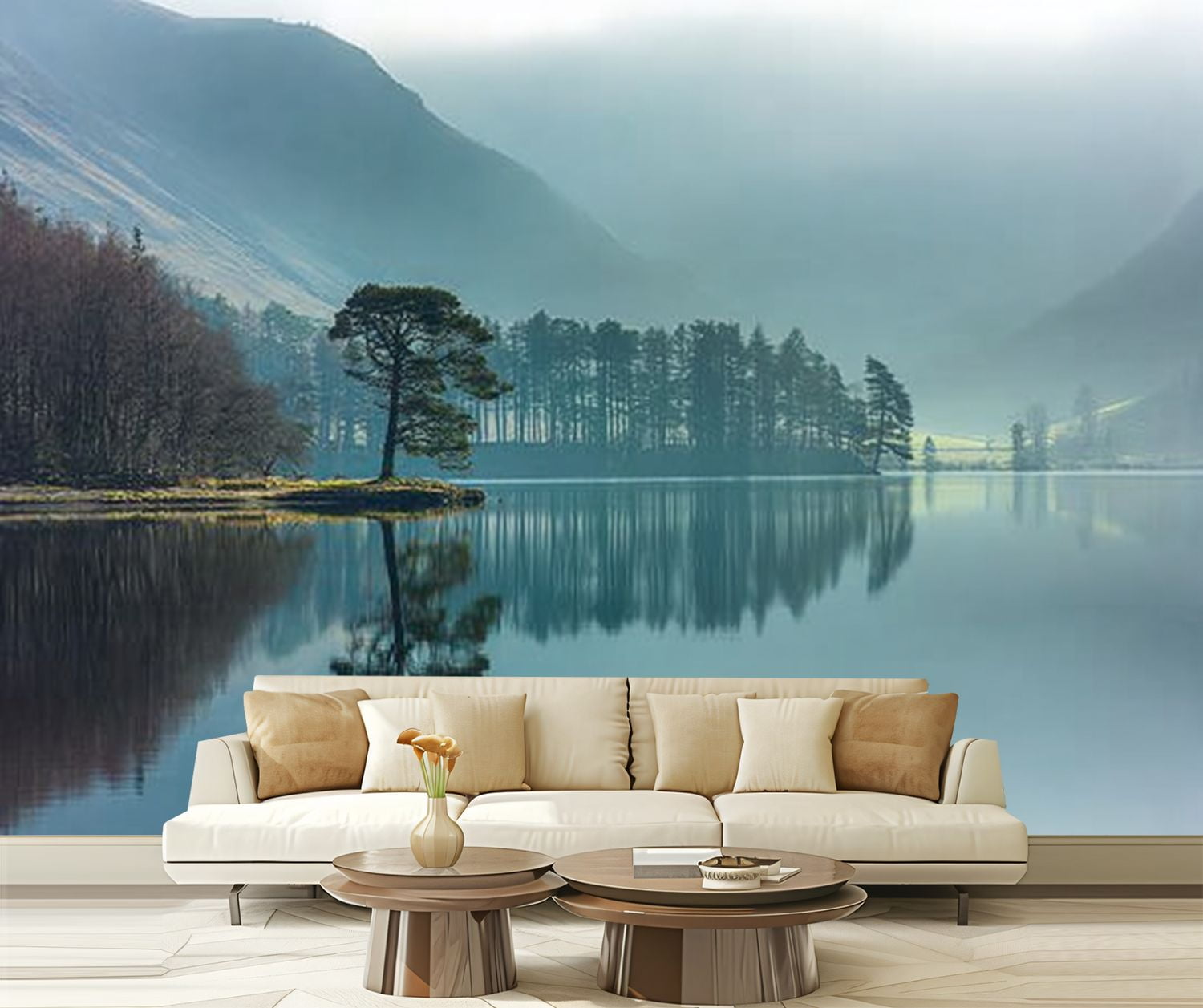 Peel and Stick Wallpaper Waterproof Misty Sunbeams Reflections Trees ...