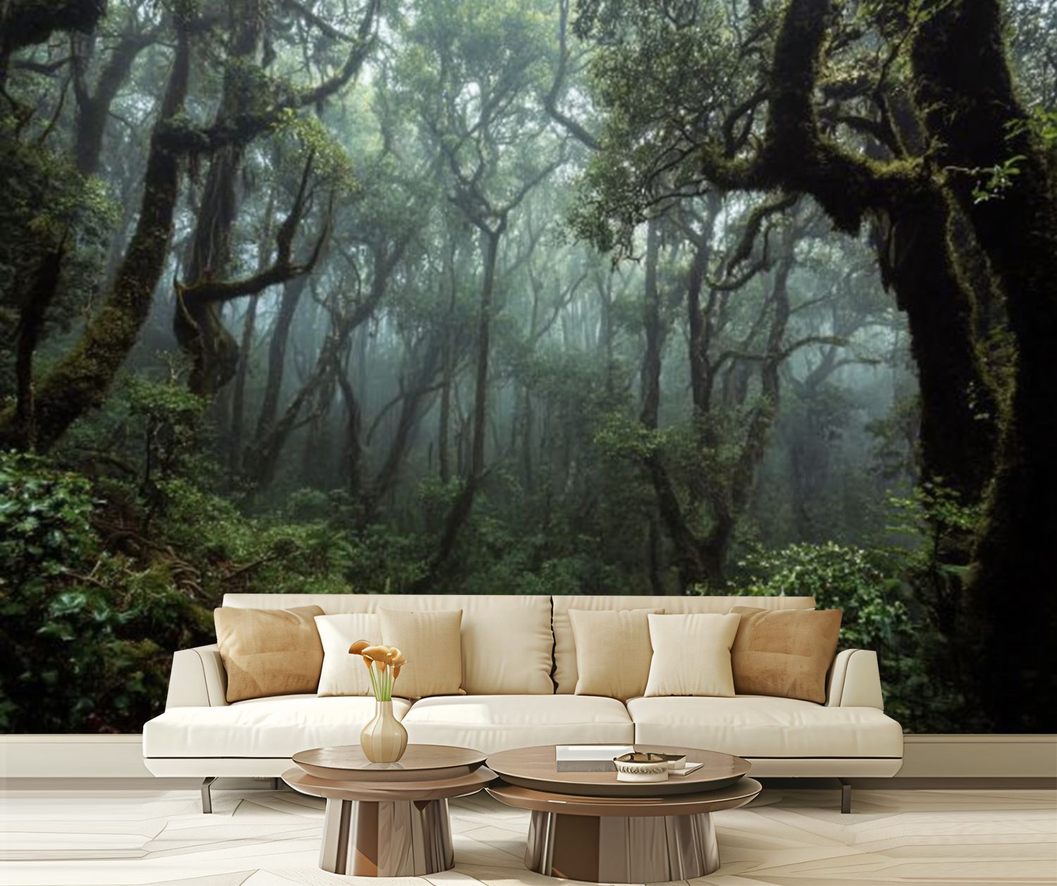 Peel and Stick Wallpaper Waterproof Misty foggy forest ecosystem Anaga ...