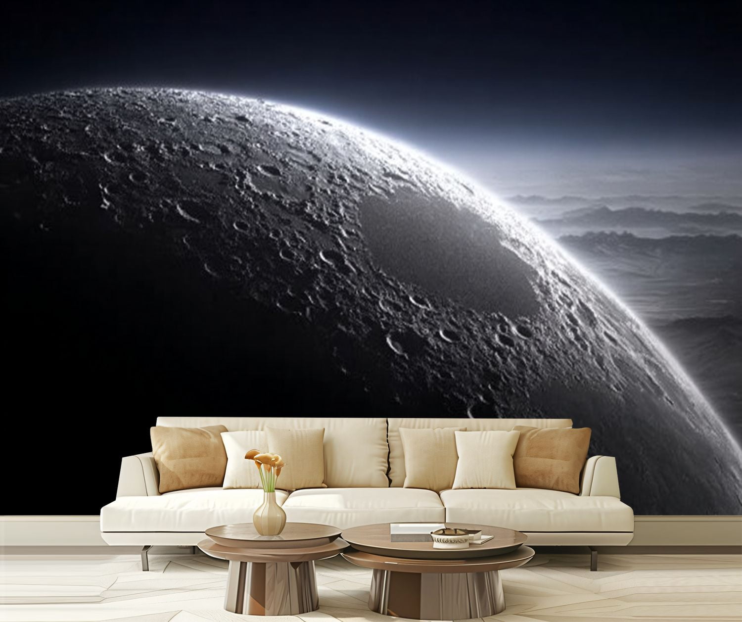Peel and Stick Wallpaper Waterproof Moon surface seen from space Wall ...