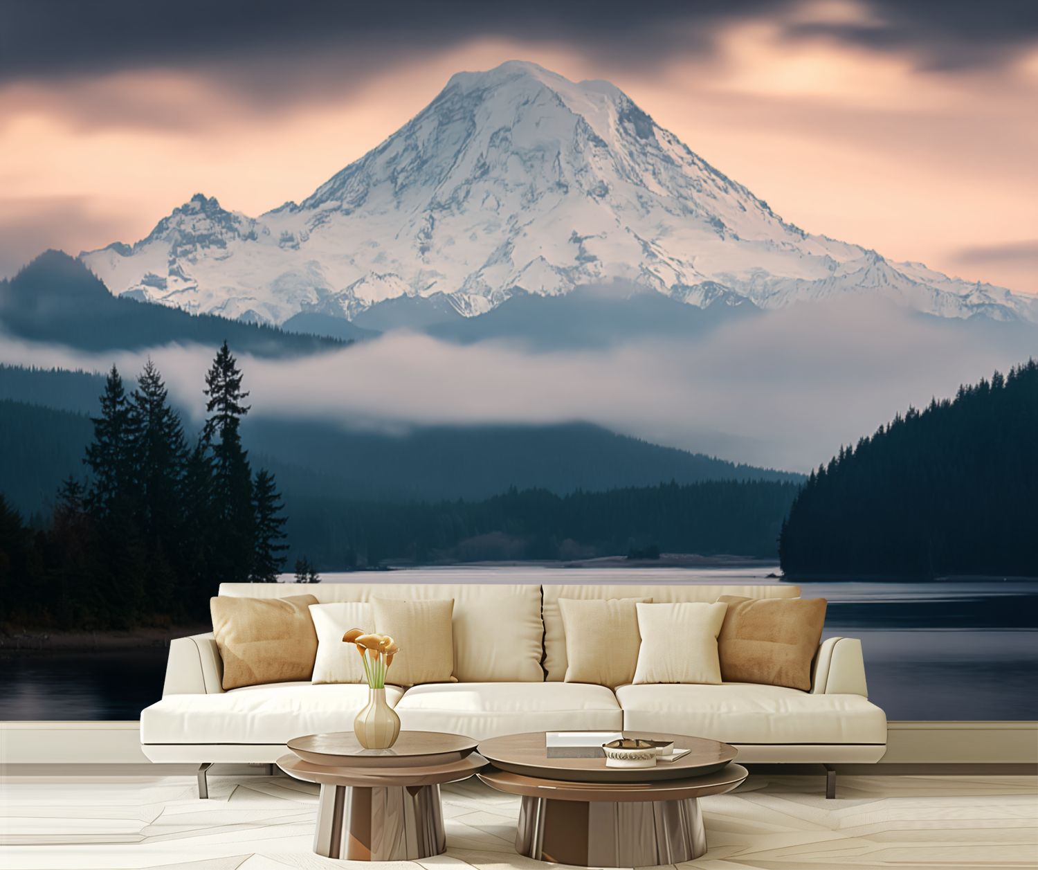 Peel and Stick Wallpaper Waterproof Mount Rainier Puget Sound Sunrise ...