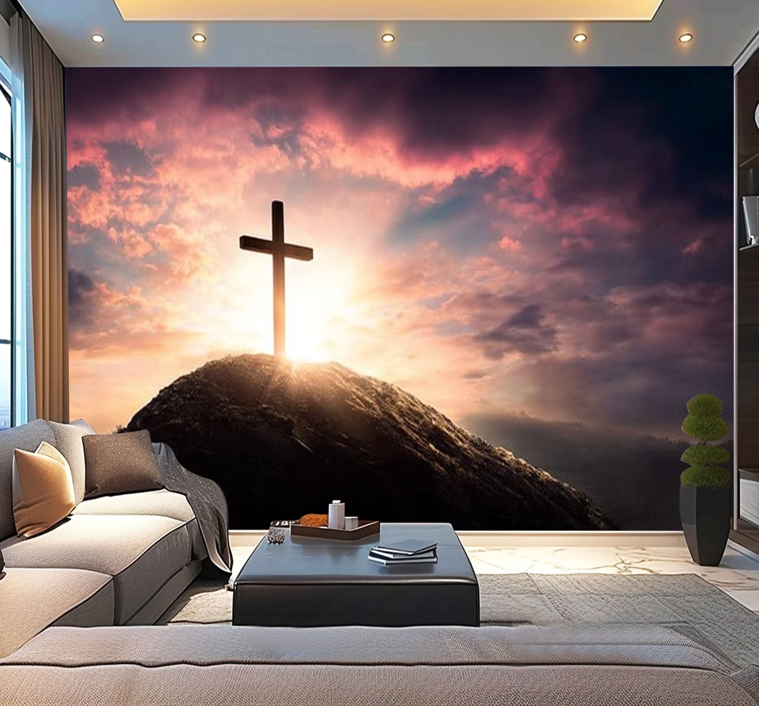Peel and Stick Wallpaper Waterproof Mystery Crucifix Symbol Faith Wall ...