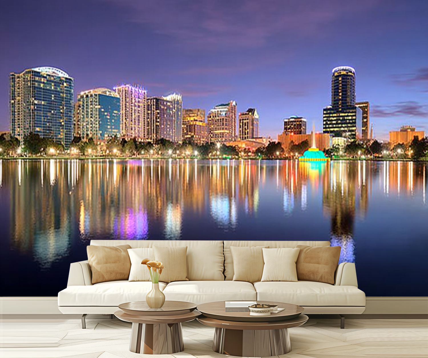 Peel and Stick Wallpaper Waterproof Orlando Florida Nighttime Skyline ...
