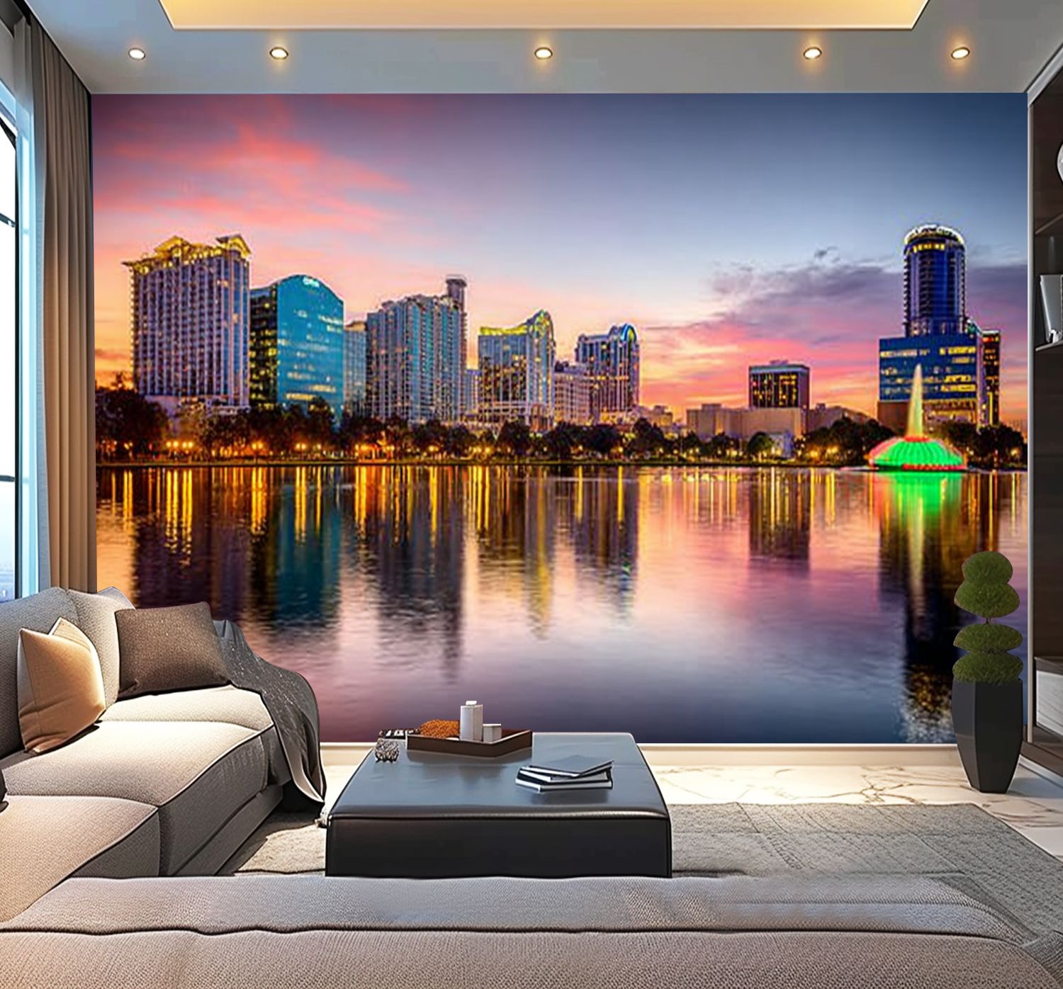 Peel and Stick Wallpaper Waterproof Orlando Florida Skyline evening ...