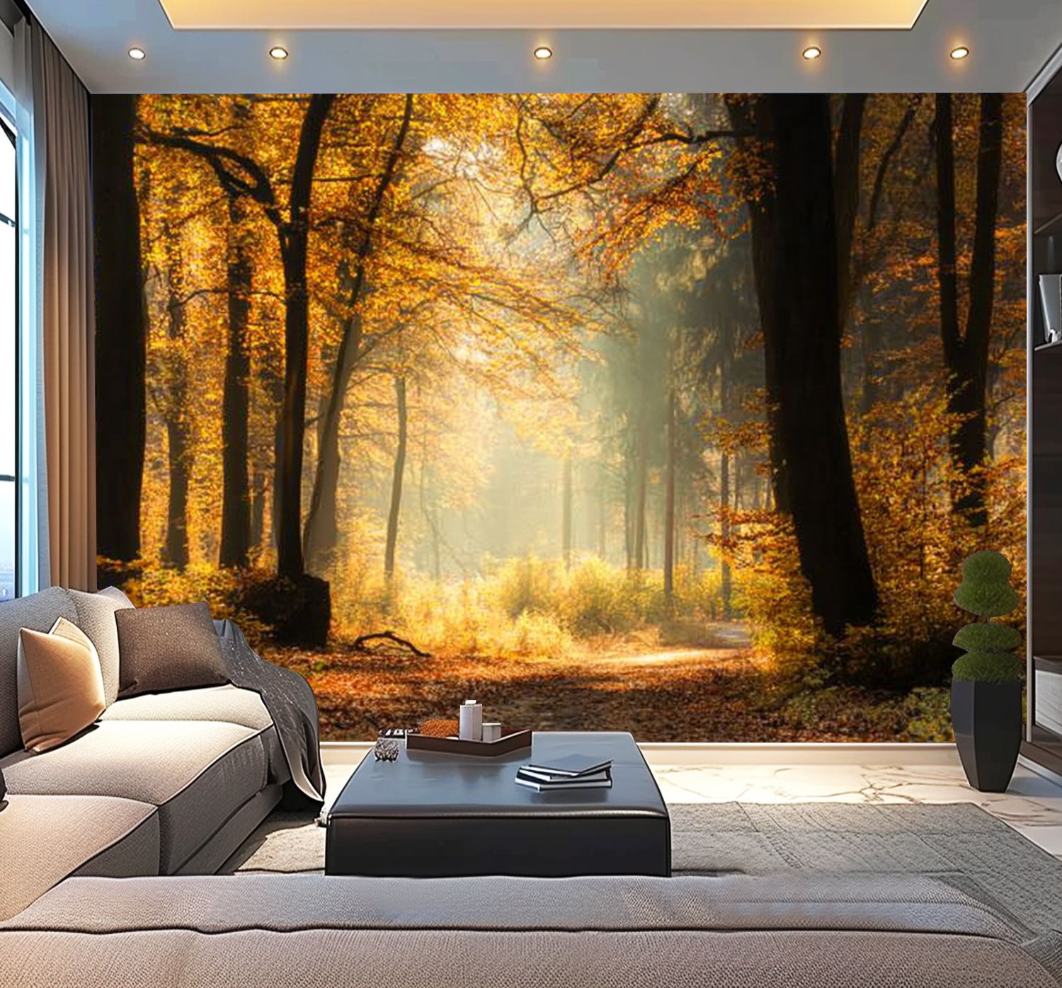 Peel and Stick Wallpaper Waterproof Path misty forest beautiful foggy ...
